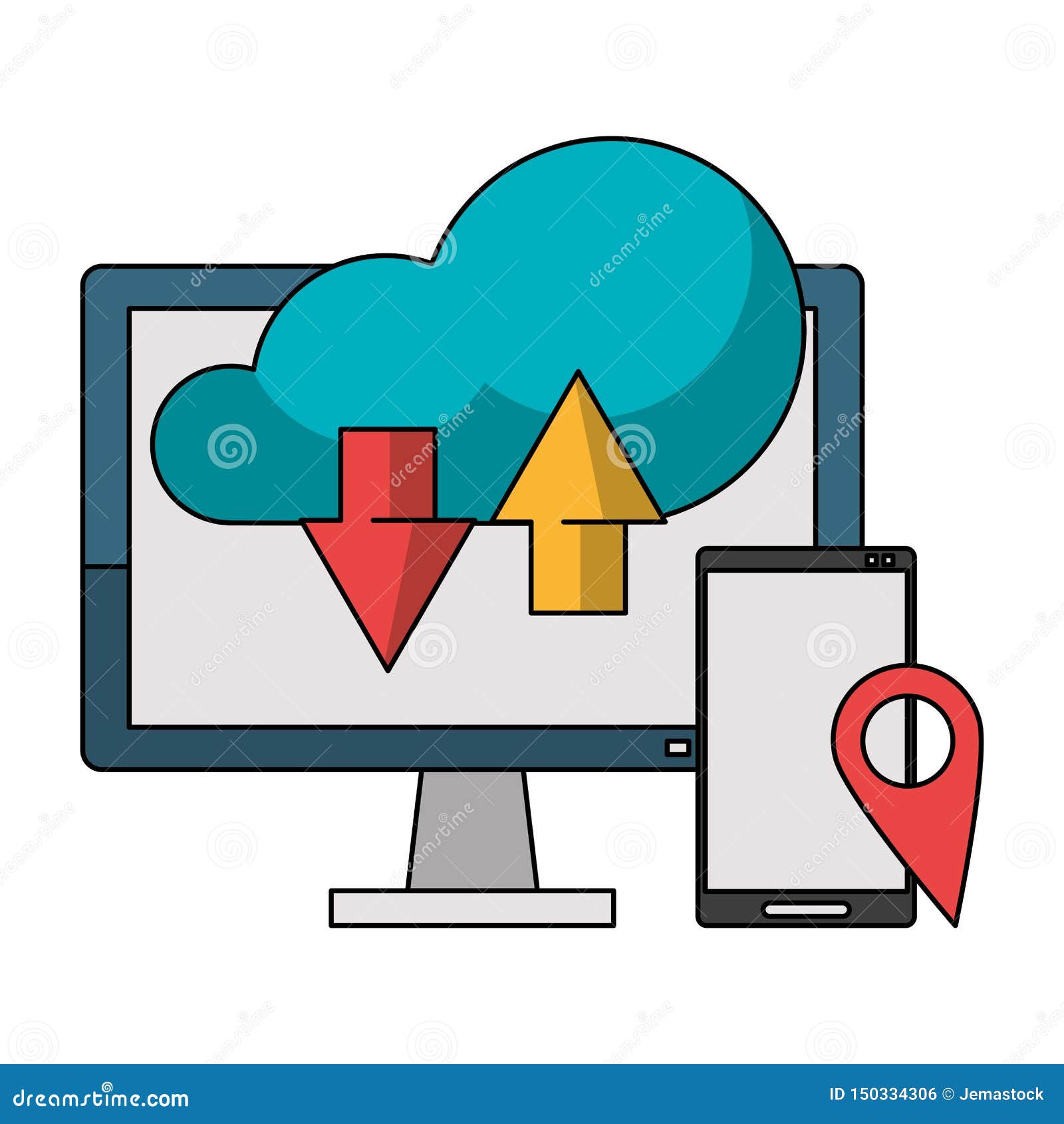 Cloud Computing Technology Symbols Isolated Stock Vector - Illustration ...