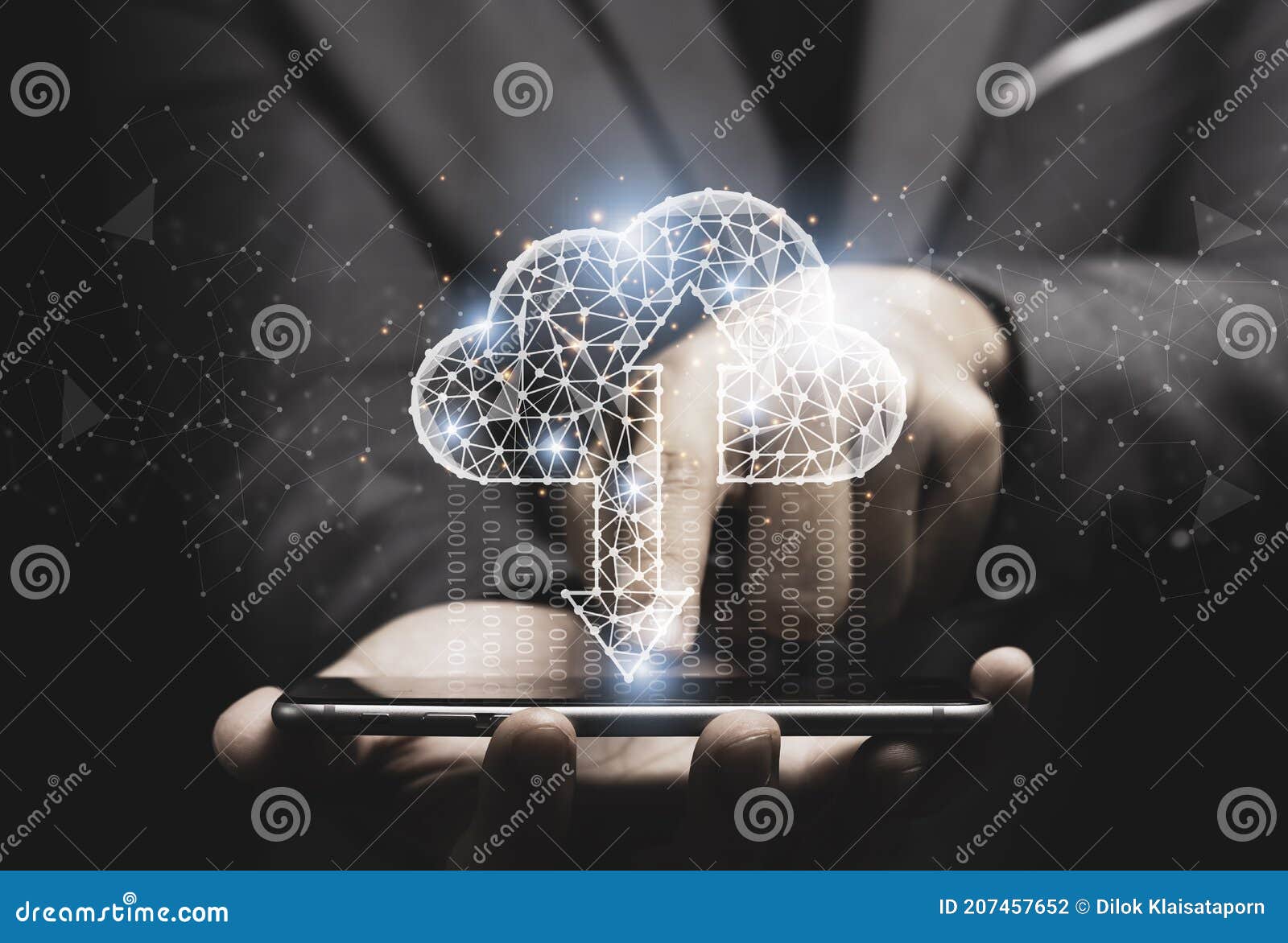 Cloud Computing Technology Transformation Concept, Businessman Touching ...