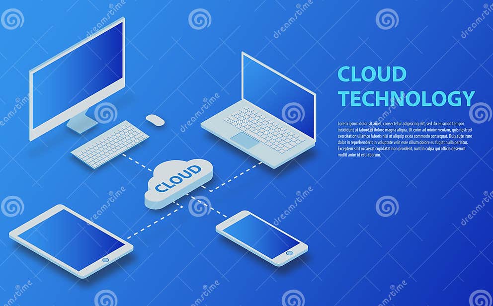 Cloud Computing Technology Users Network Configuration Vector Illustration Stock Vector ...