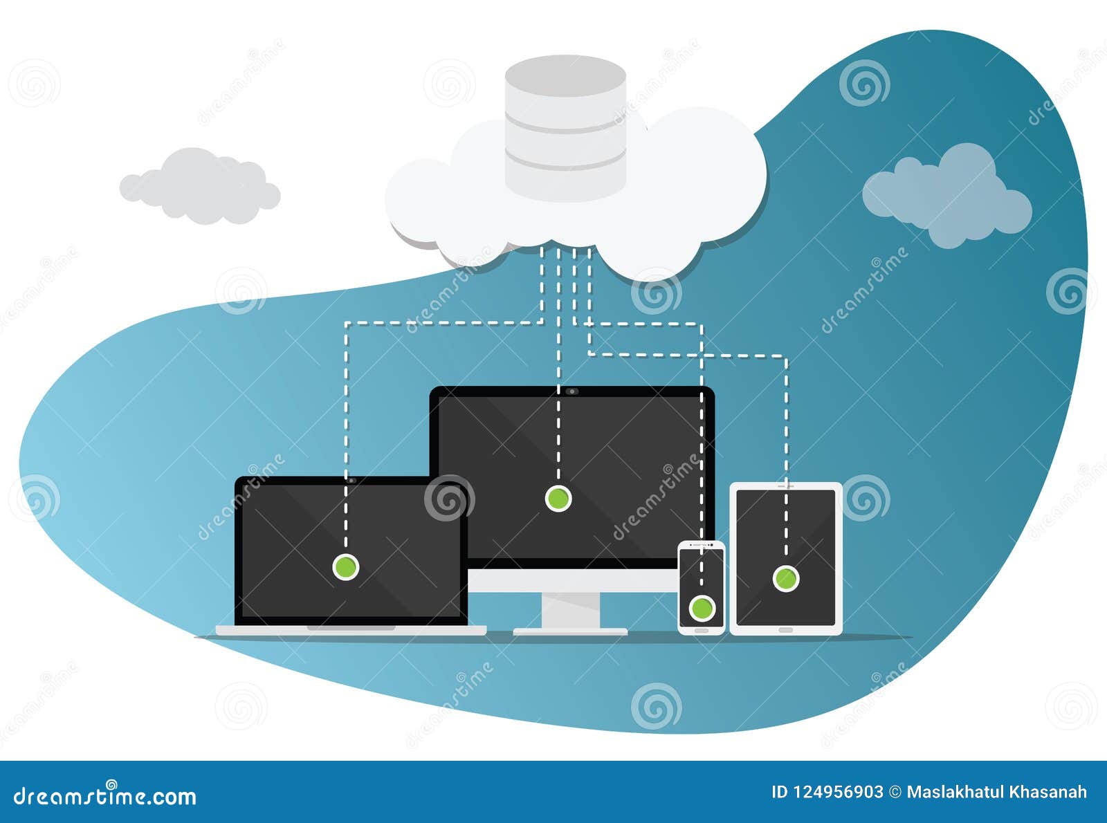 Cloud Computing Technology with Various Devices and Modern Style Bubble ...