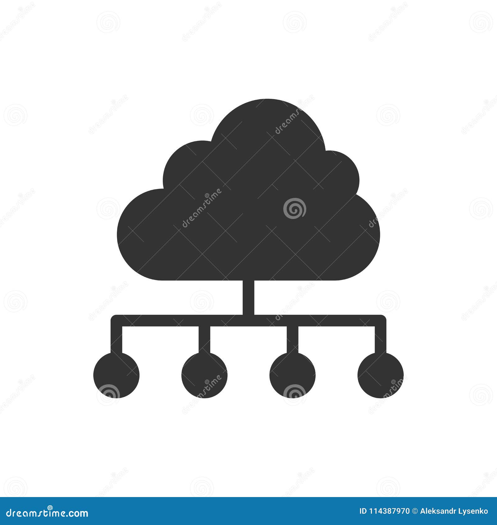 Cloud Computing Technology Vector Icon in Flat Style. Laptop Screen on ...