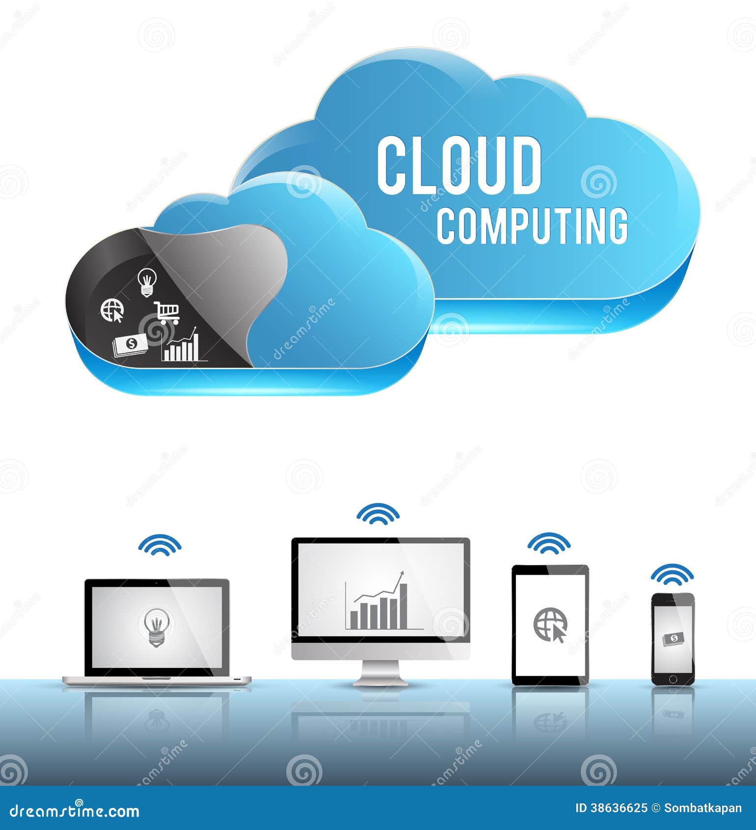 Cloud computing template stock vector. Illustration of networking ...