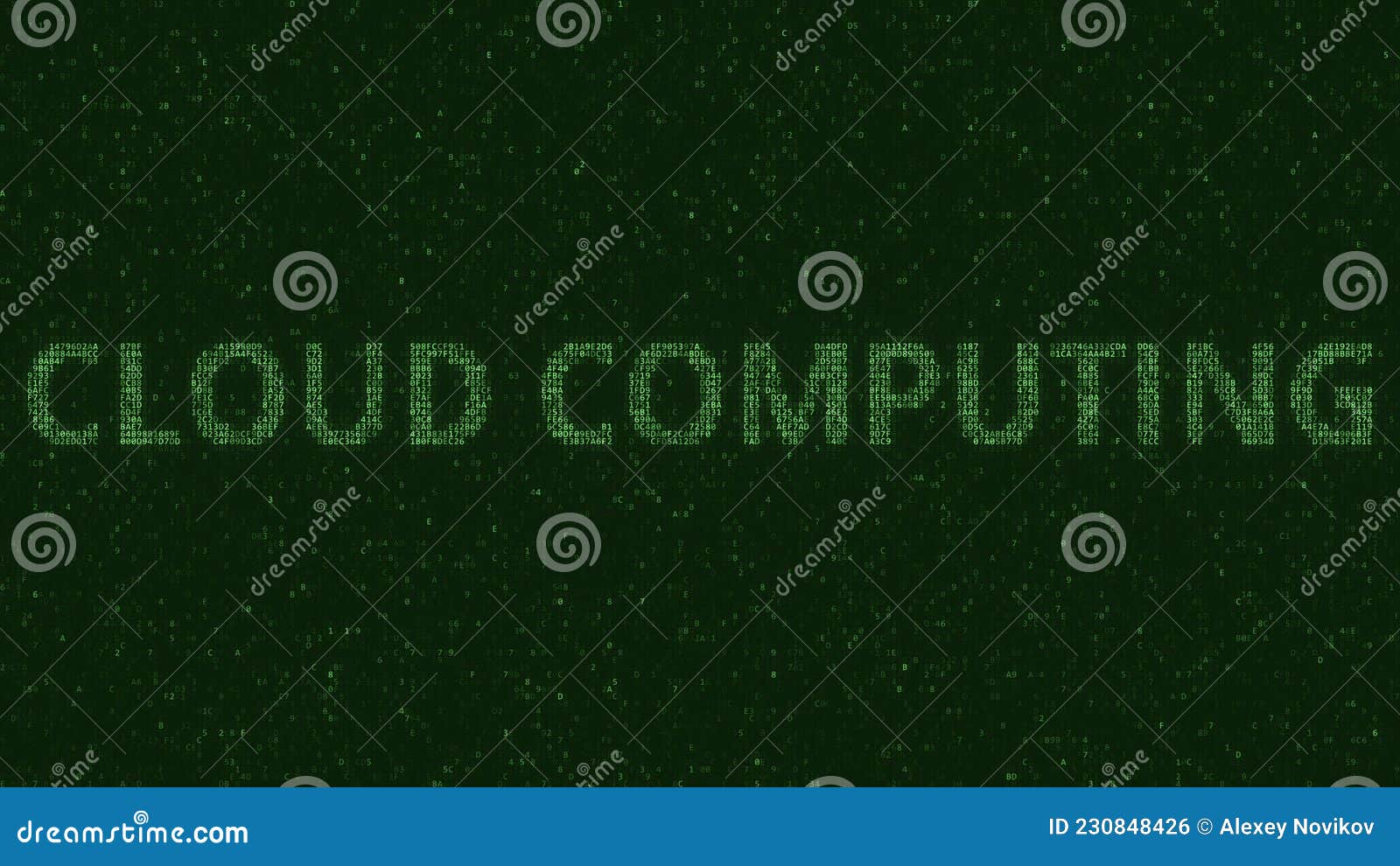 CLOUD COMPUTING Text Consisting of Many Symbols on Computer Monitor. 3d ...