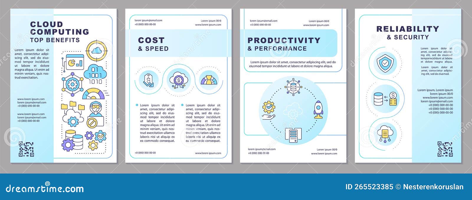 Cloud Computing Trends Benefits Light Blue Brochure Template Stock ...