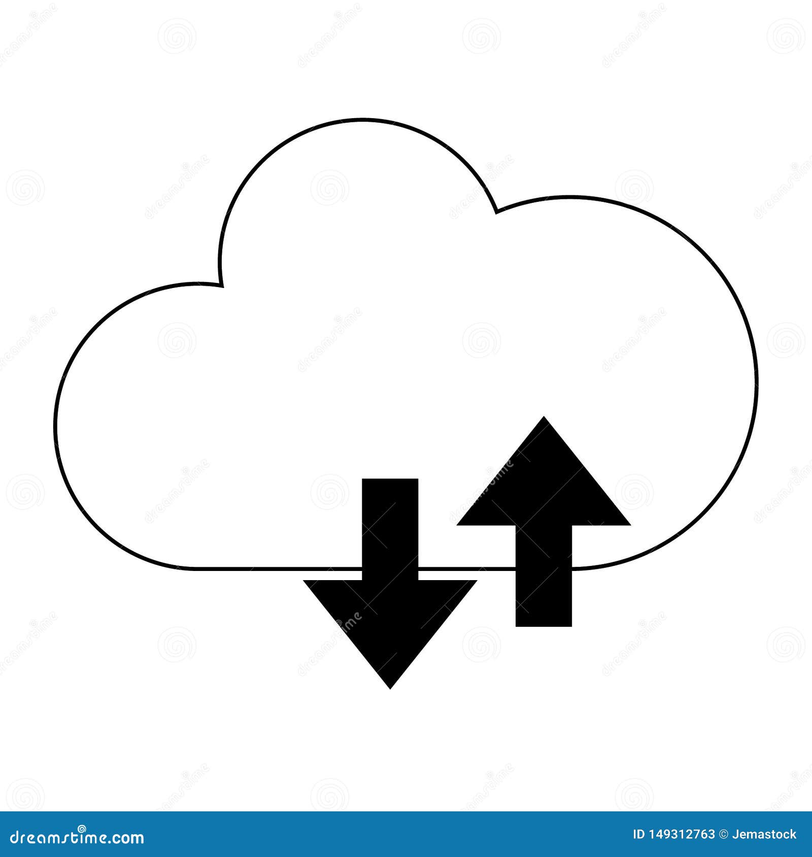 Cloud Computing Upload and Download Symbol in Black and White Stock Vector - Illustration of ...