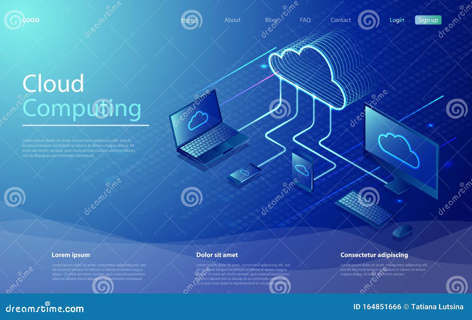 Cloud Computing, Use Network for Data Transfer, an Advertising Poster ...