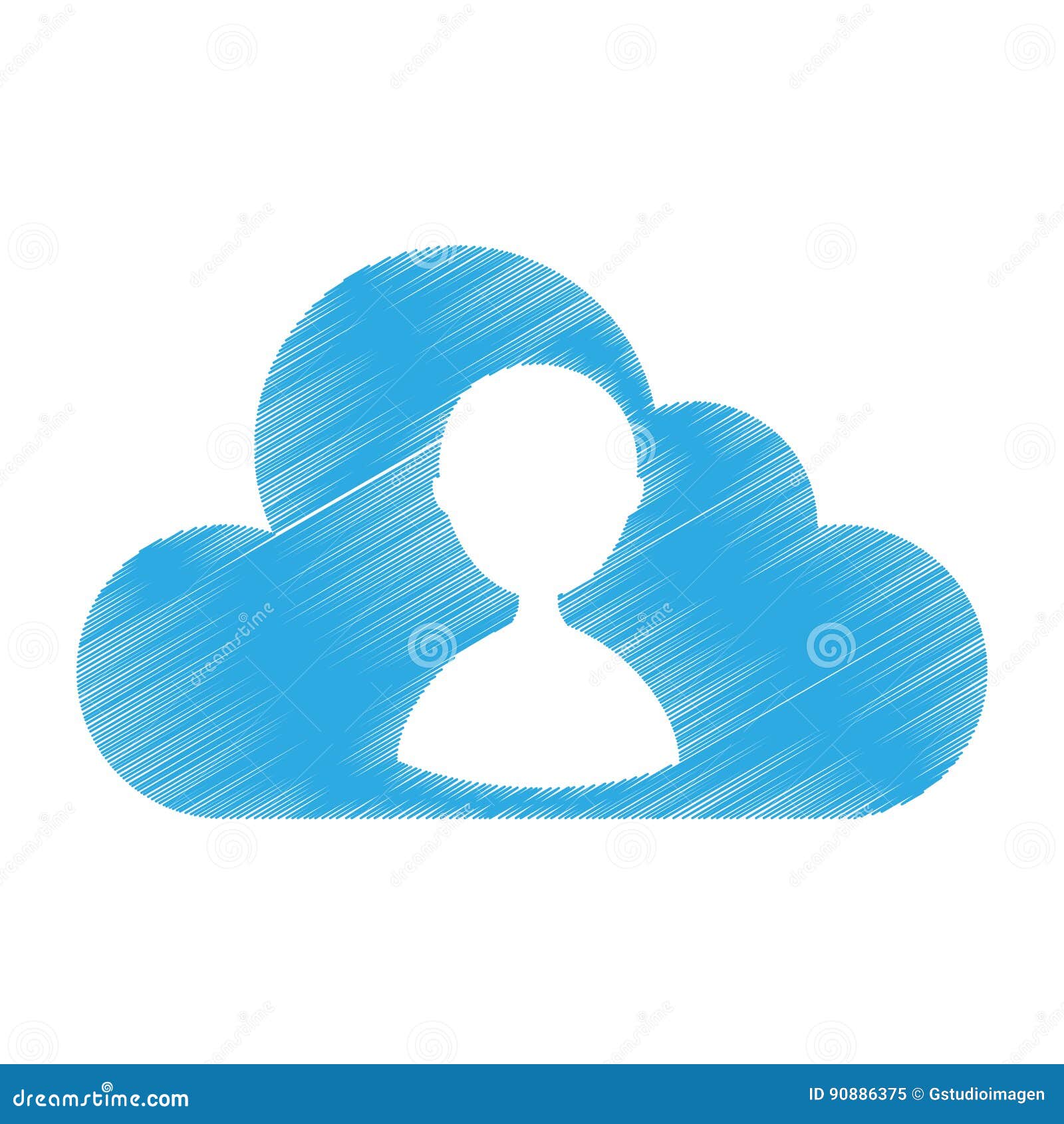 Cloud Computing with User Silhouette Stock Vector - Illustration of ...