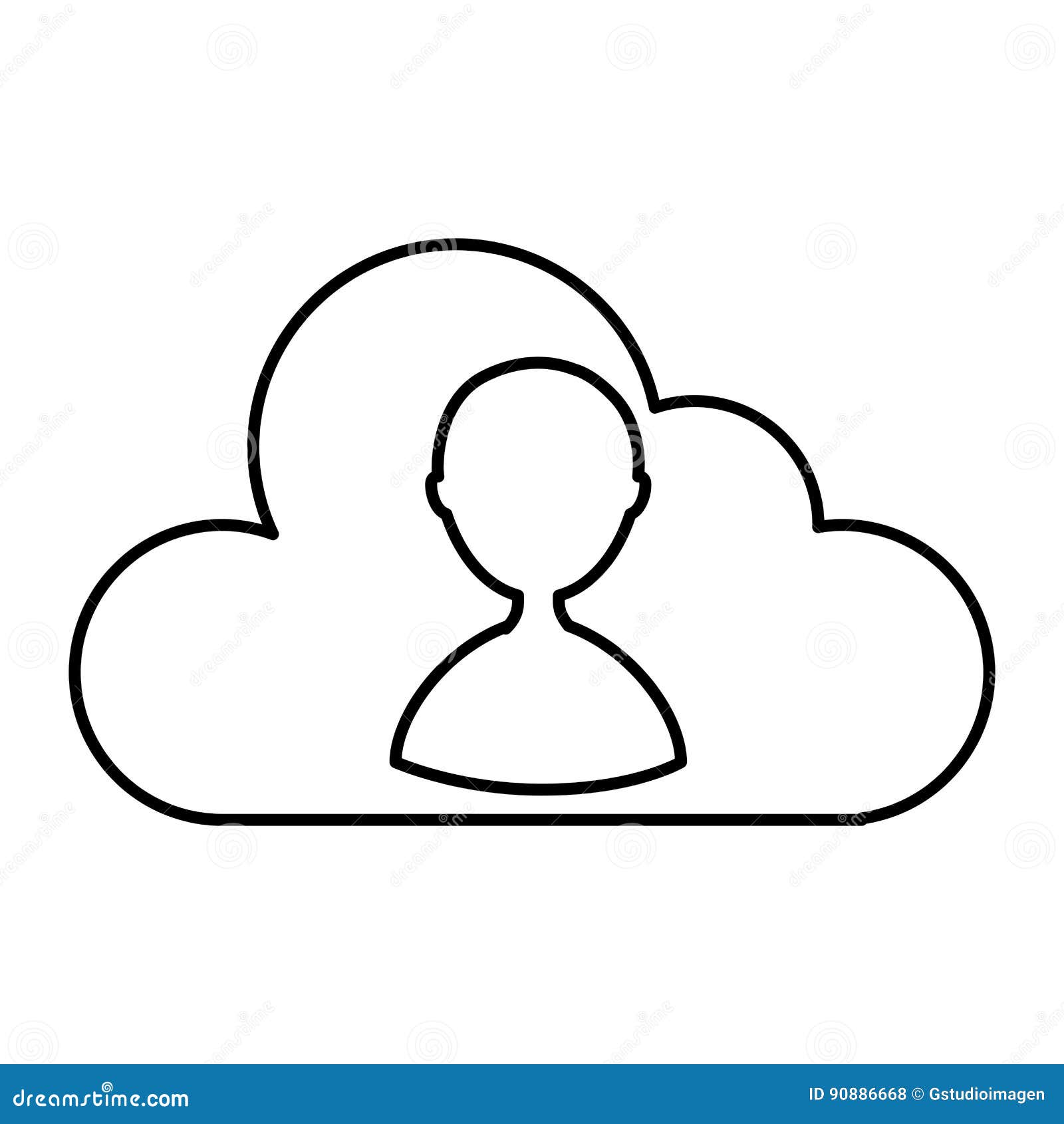 Cloud Computing with User Silhouette Stock Vector - Illustration of symbol, outline: 90886668