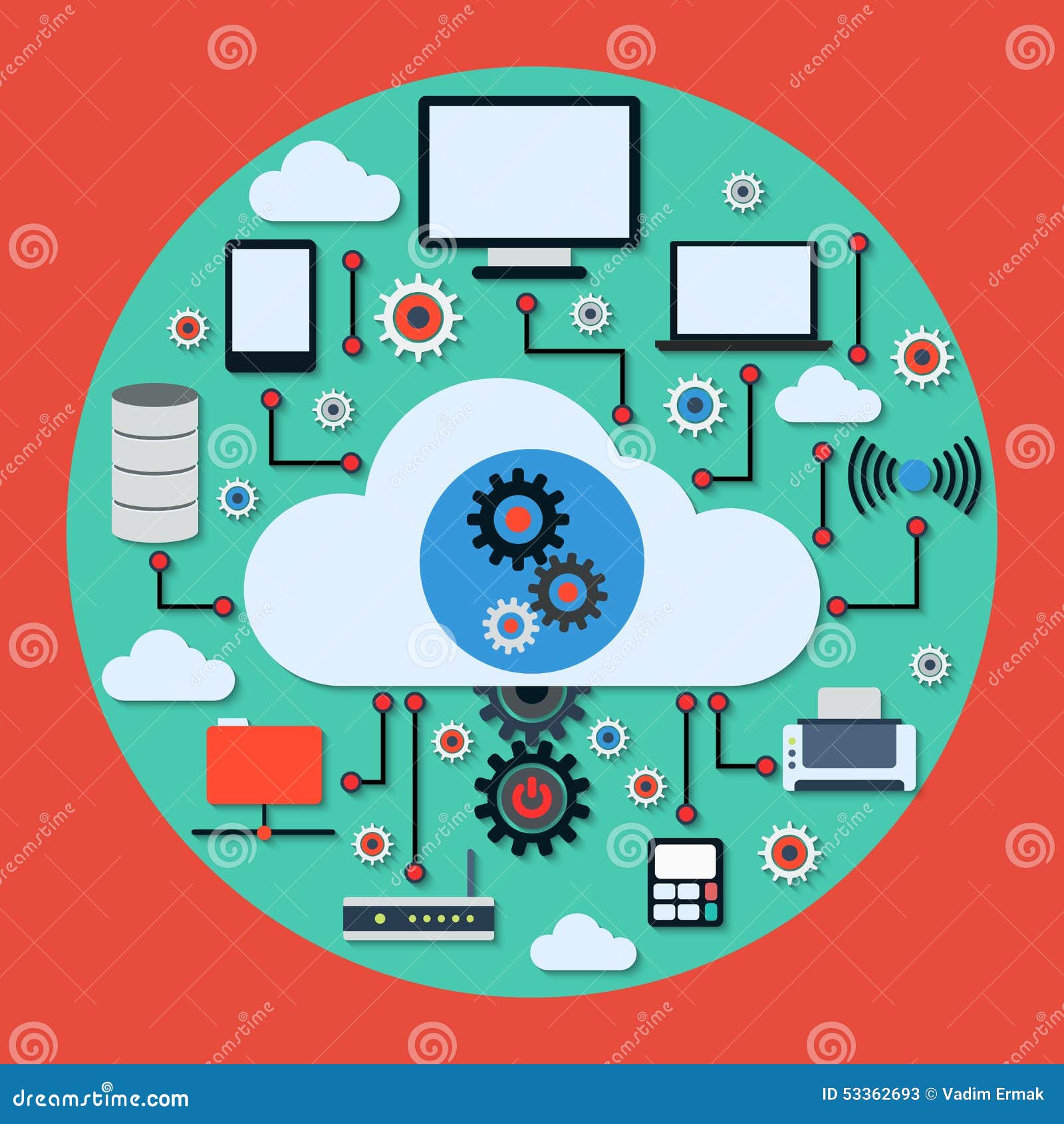 Cloud Computing Vector Concept Stock Vector - Illustration of desktop, icon: 53362693