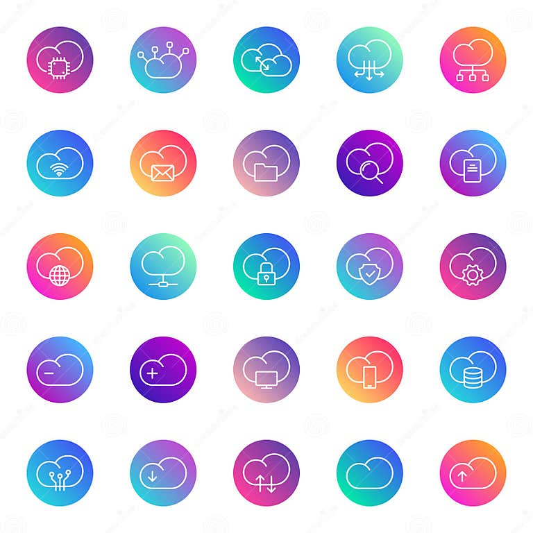 Cloud Computing Vector Icons Stock Illustration - Illustration of ...