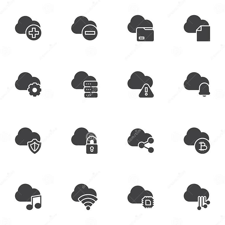 Cloud Computing Vector Icons Set Stock Illustration - Illustration of ...