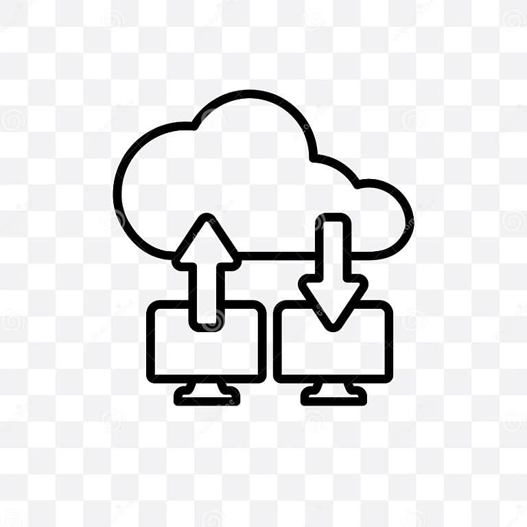 Cloud Computing Vector Linear Icon Isolated on Transparent Background ...