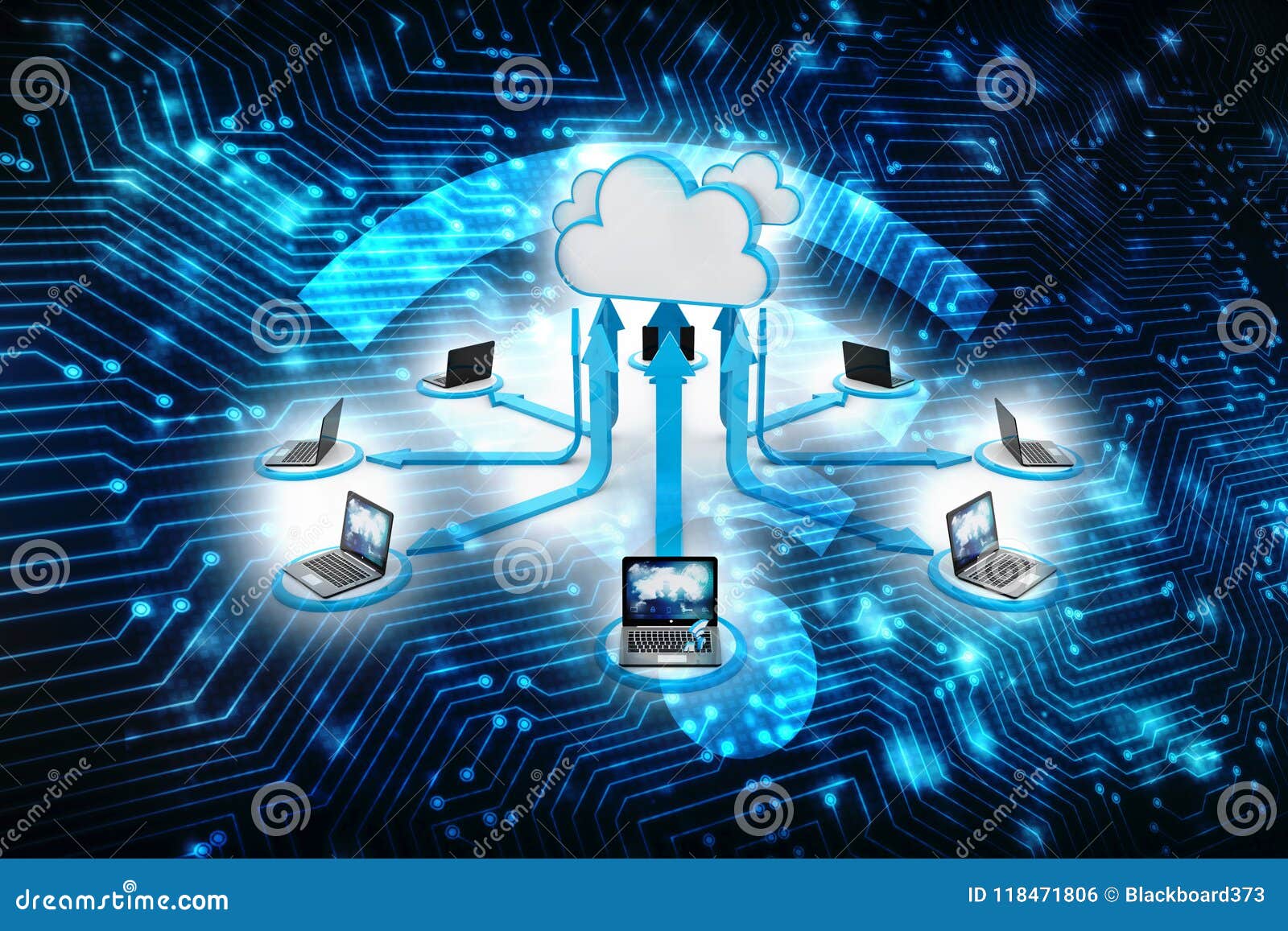 Cloud Computing in White Background. 3d Rendering Stock Illustration ...