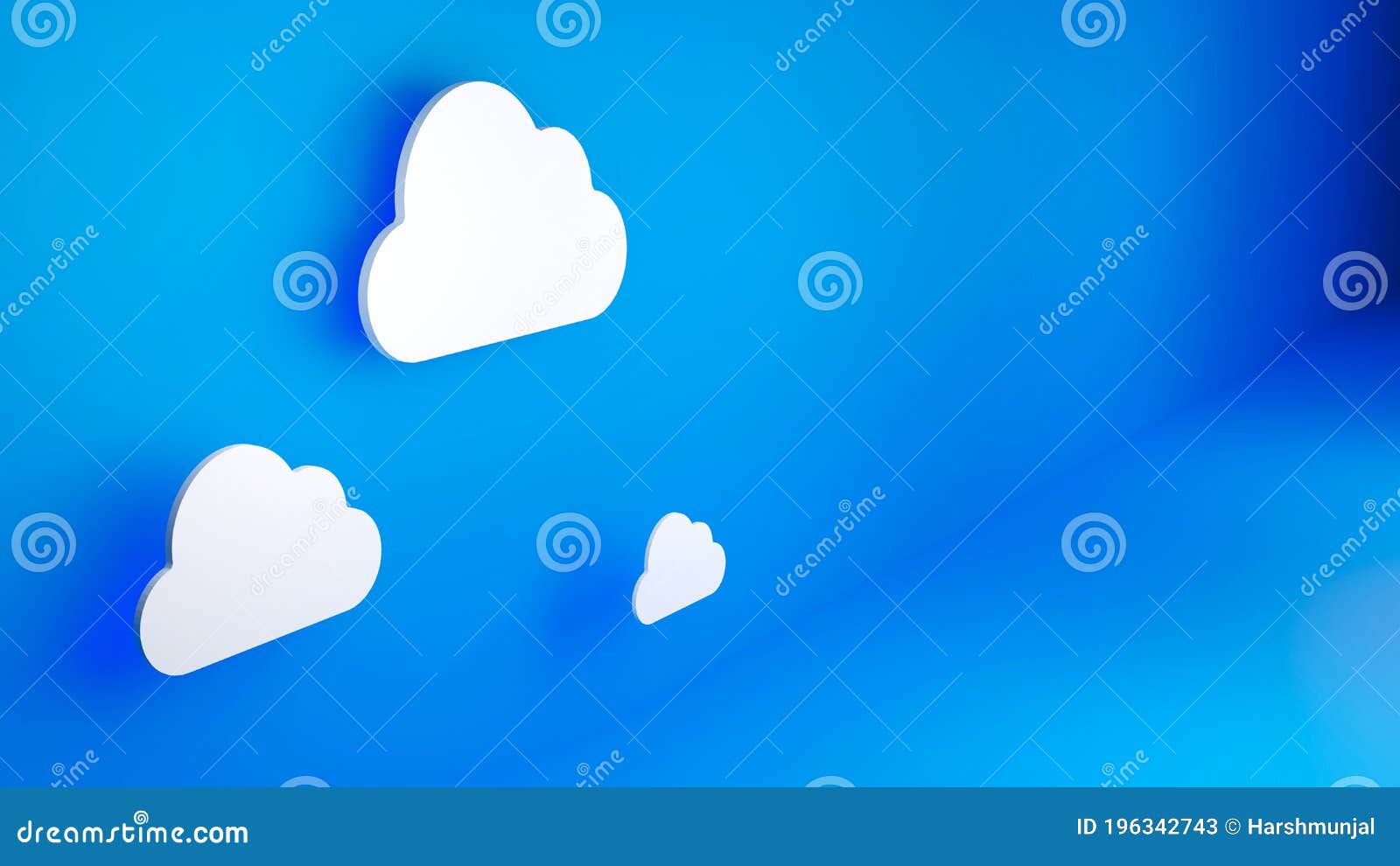 Cloud Computing, White Cloud on Blue Background. 3D Illustration Stock ...