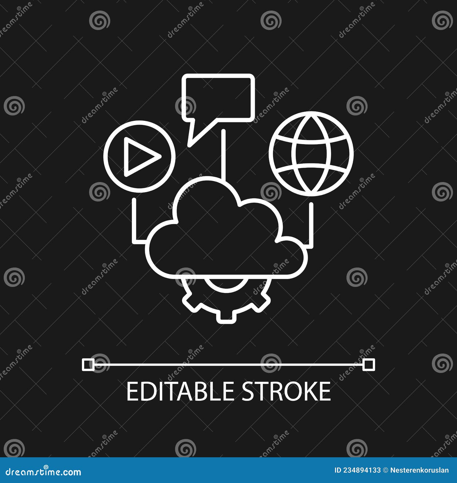 Cloud Computing White Linear Icon for Dark Theme Stock Vector ...