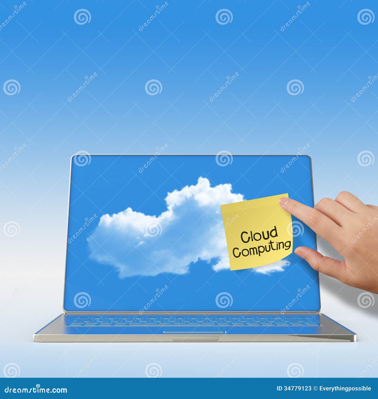 Cloud Computing Words on Sticky Note with Laptop Computer Stock Image ...