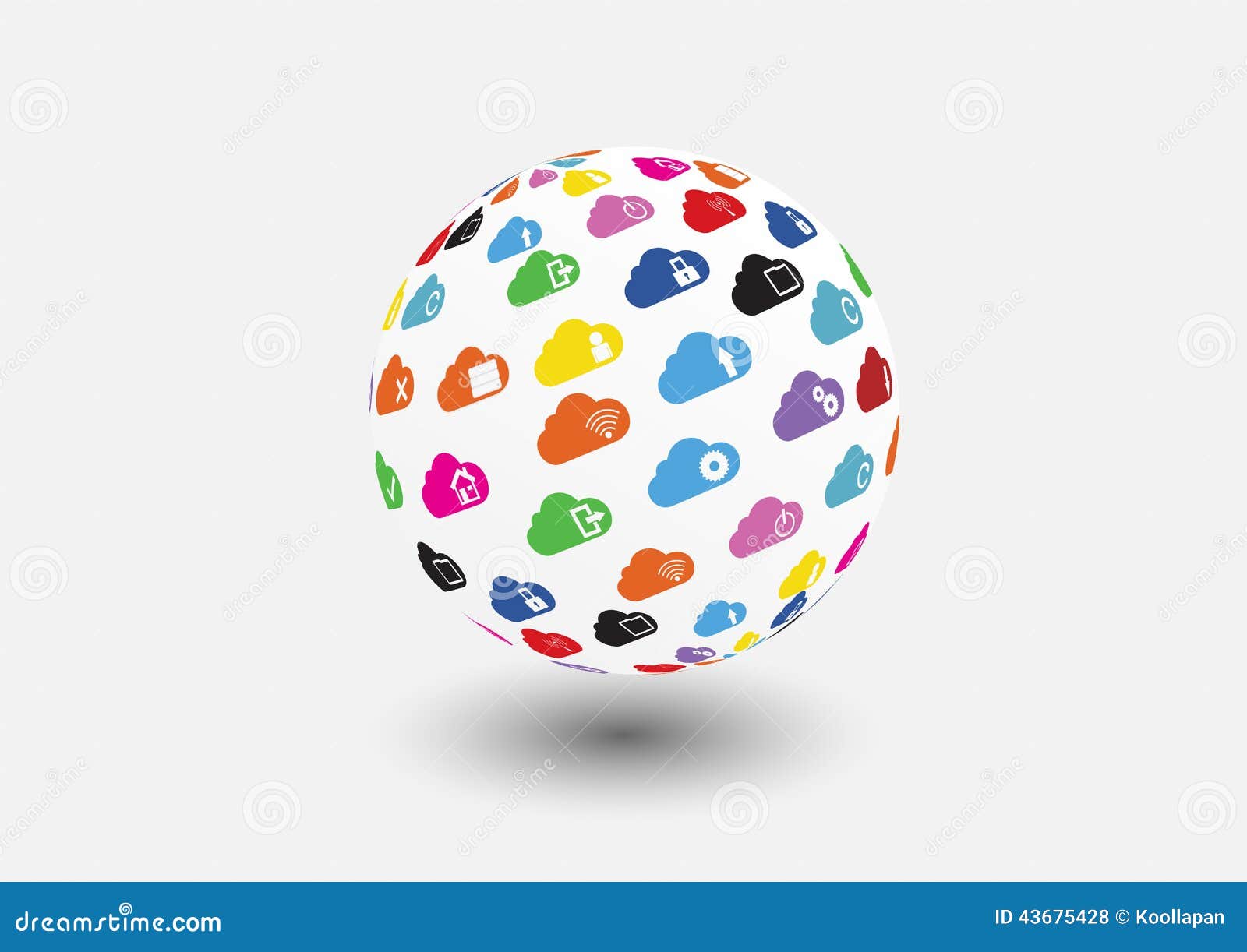Cloud Computing World Color Full Stock Illustration - Illustration of ...
