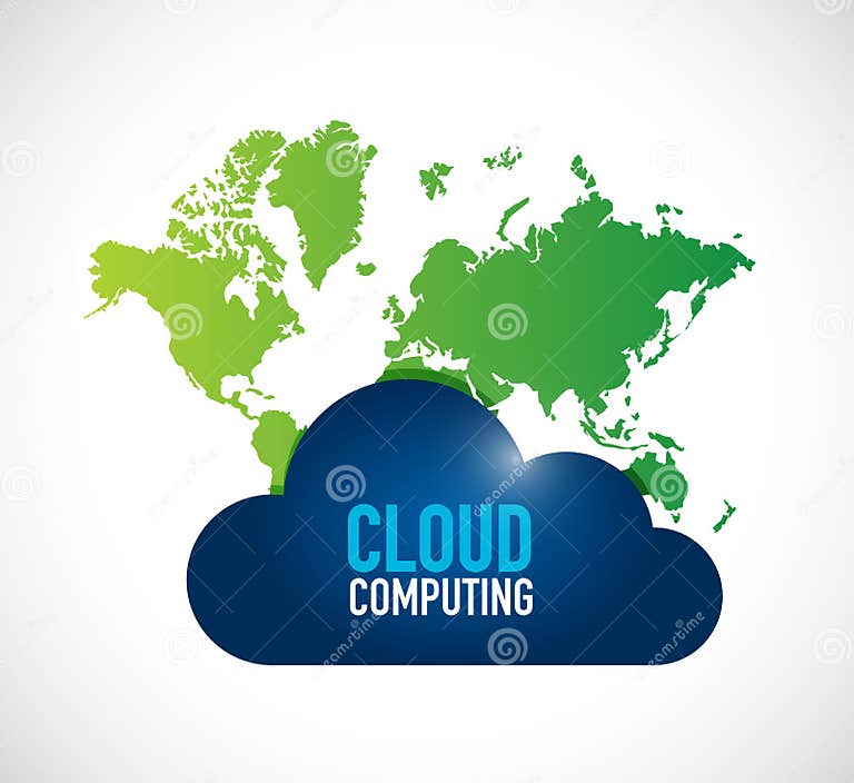 Cloud Computing World Map Illustration Stock Illustration ...