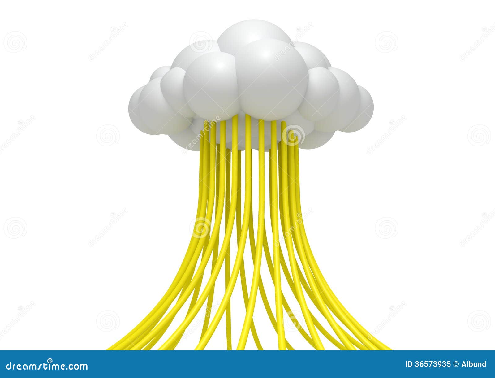 Cloud Computing with Yellow Cables Stock Illustration - Illustration of ...
