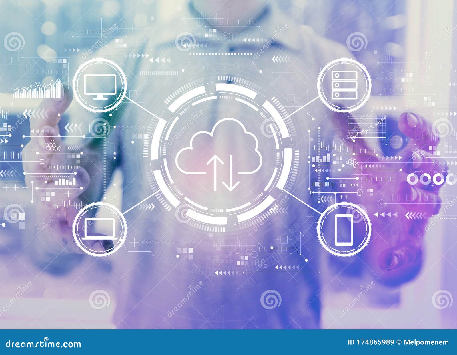 Cloud Computing with Young Man Stock Image - Image of computing ...