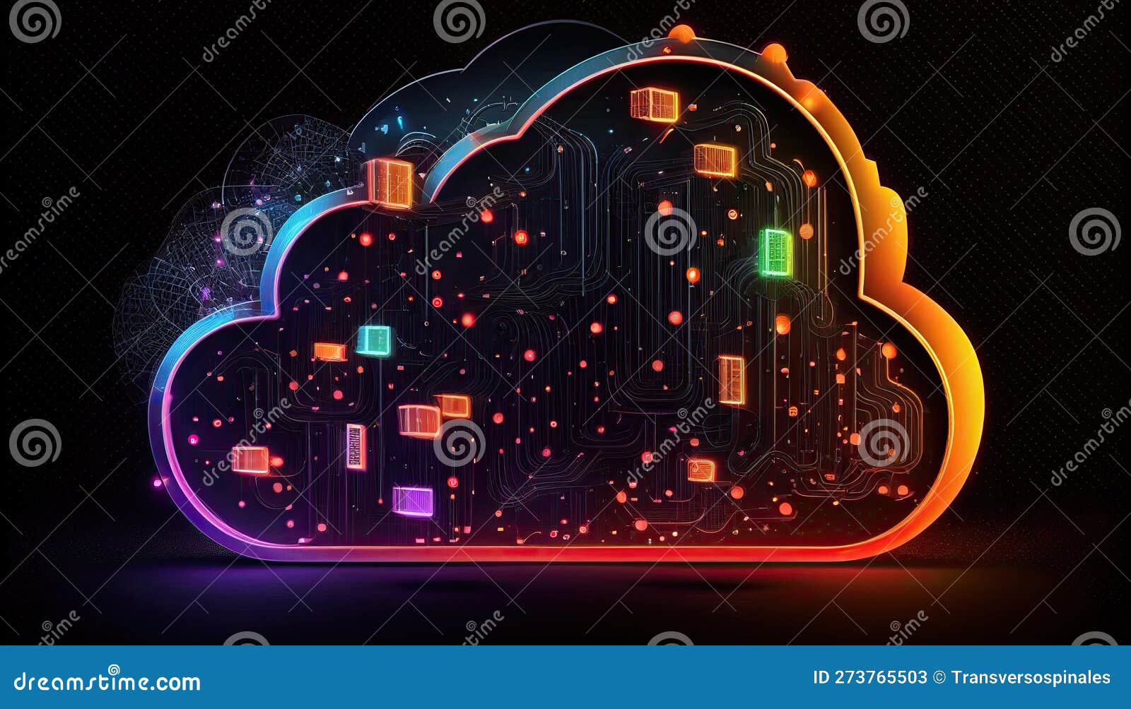 Cloud Compution on Data Server. Cloud Technology Stock Illustration ...