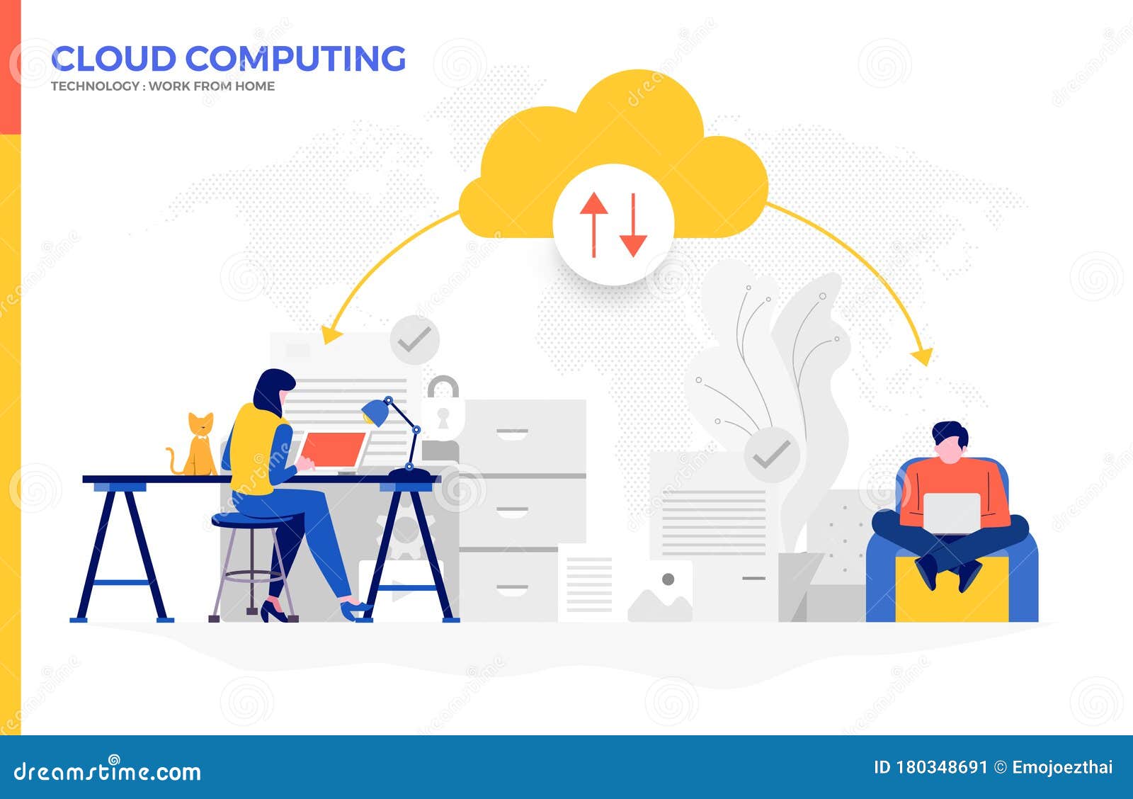 Cloud Computiong for Work from Home 04 Stock Illustration ...