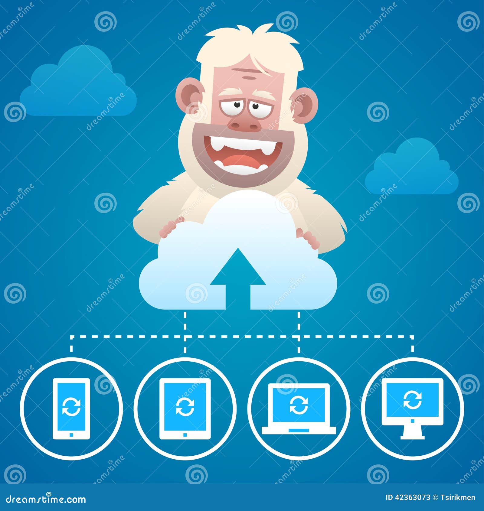 Cloud Concept Communication Devices and Character Yeti Stock Vector ...
