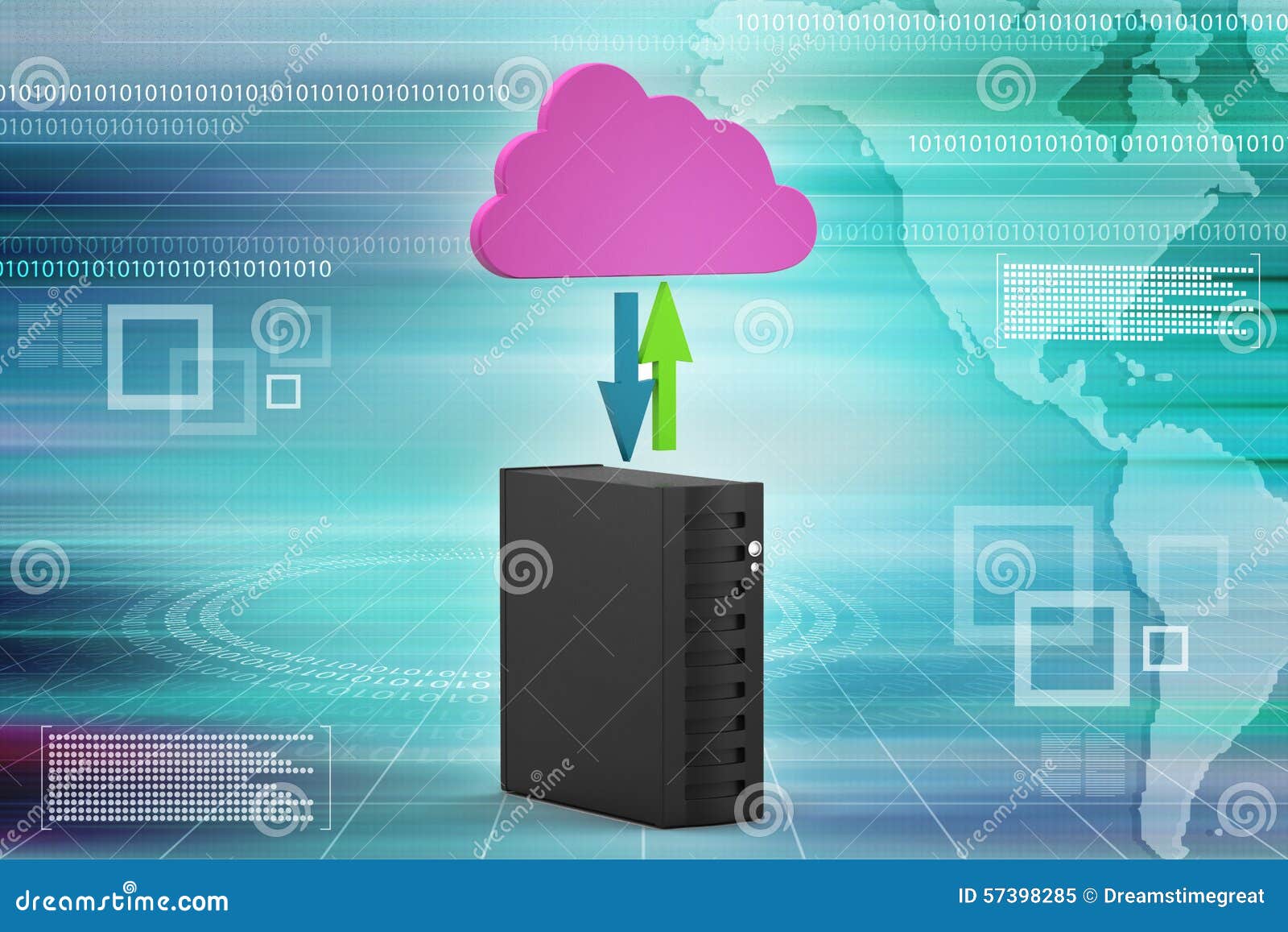 Cloud concept with server stock illustration. Illustration of folder ...
