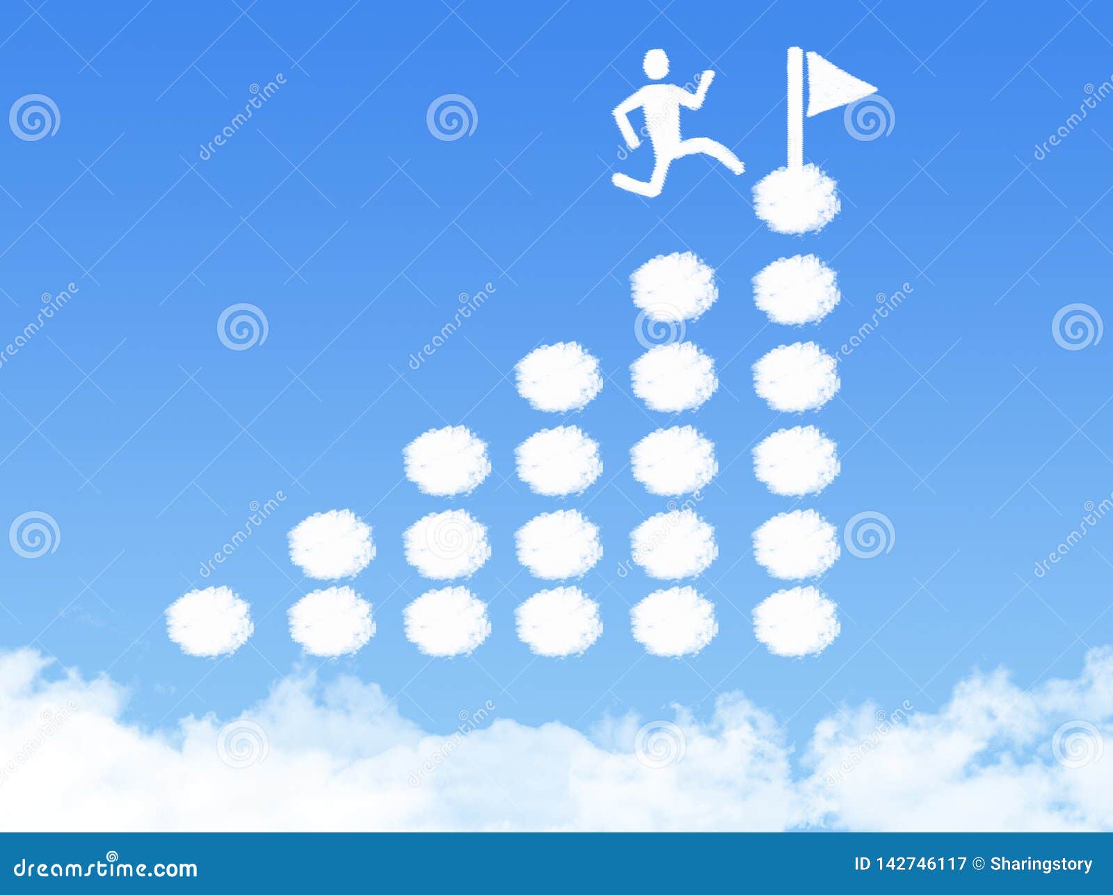 Cloud Concept, the Way To Success in Blue Sky Stock Illustration ...
