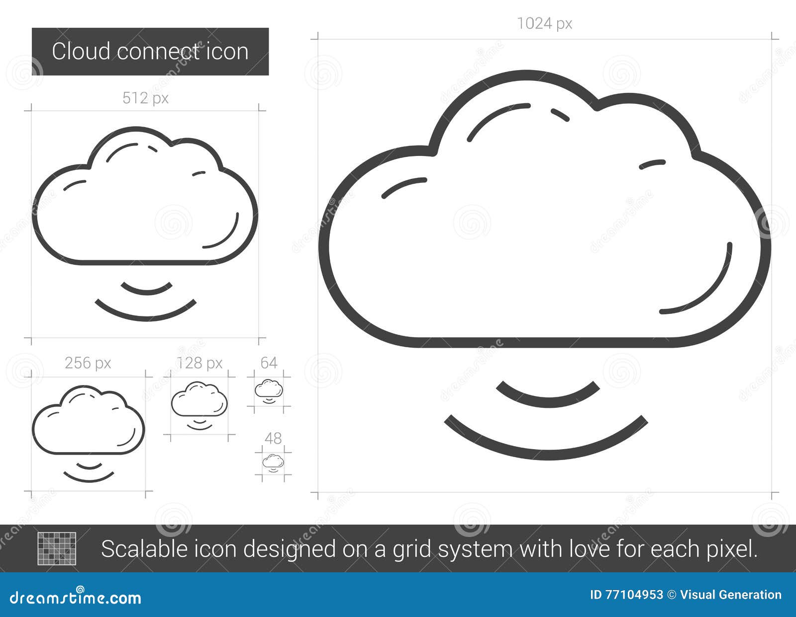 Cloud connect line icon. stock vector. Illustration of graphic - 77104953