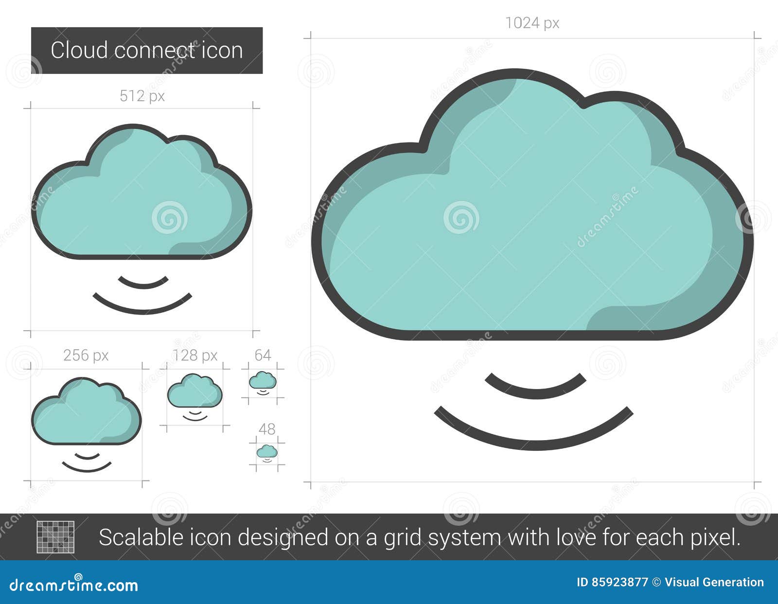 Cloud connect line icon. stock vector. Illustration of cloud - 85923877