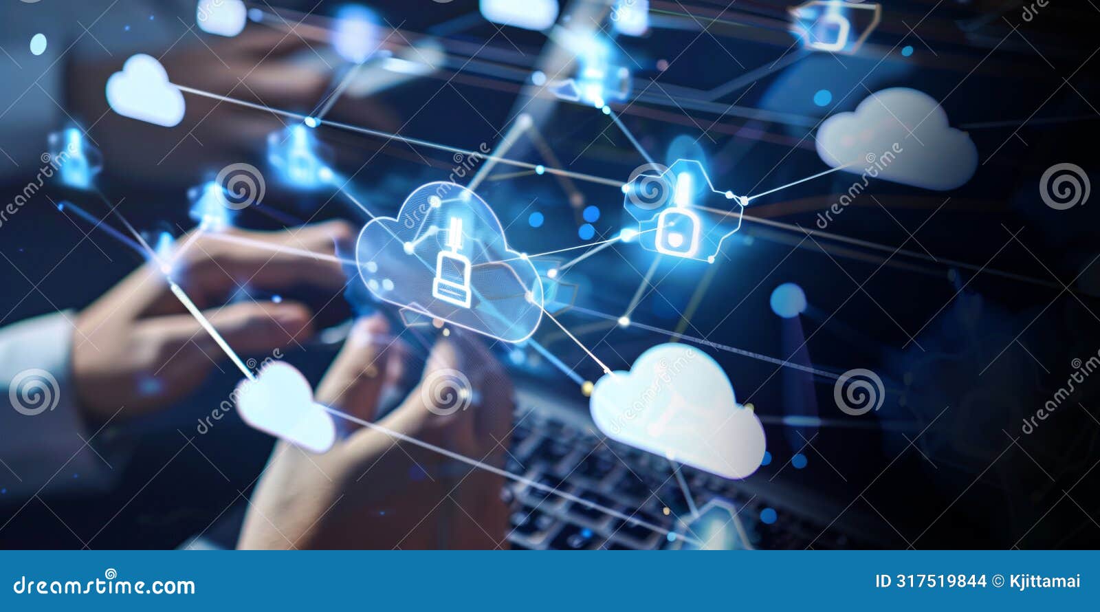 Cloud Connect People and Computing Technology Concept on Virtual Screen ...