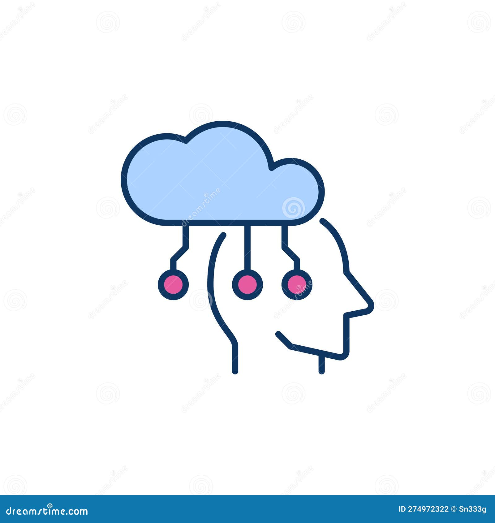 Cloud Connected with Head Vector Information Concept Colored Icon Stock ...