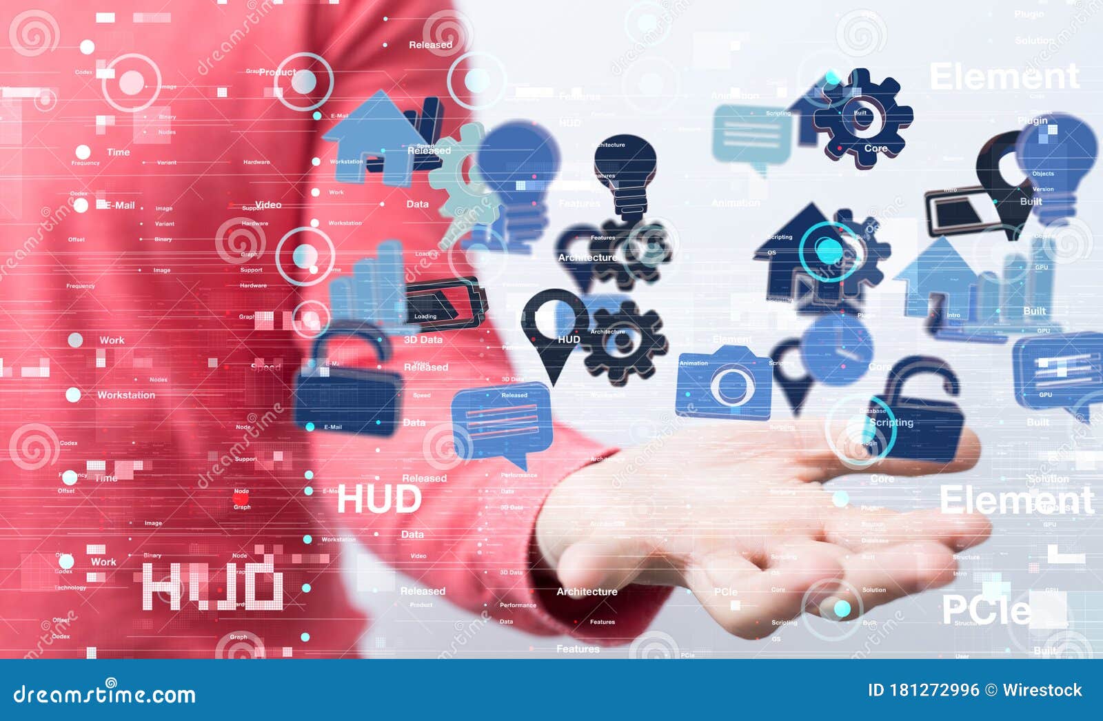 A Cloud Connected To Many Objects on a Virtual Screen Stock Photo ...