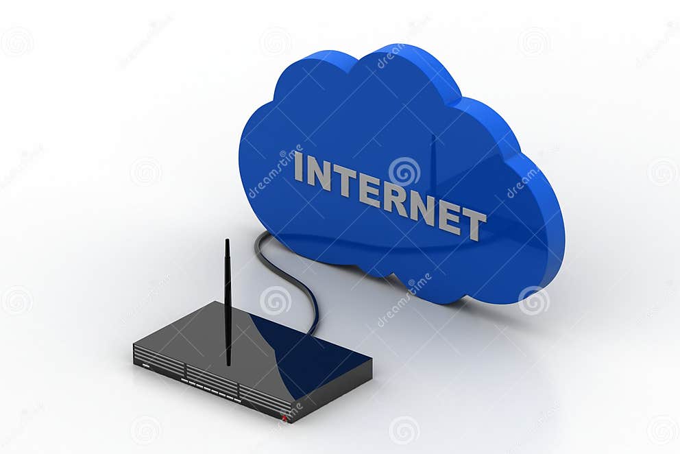 Cloud Connecting with Modem Stock Illustration - Illustration of laptop ...