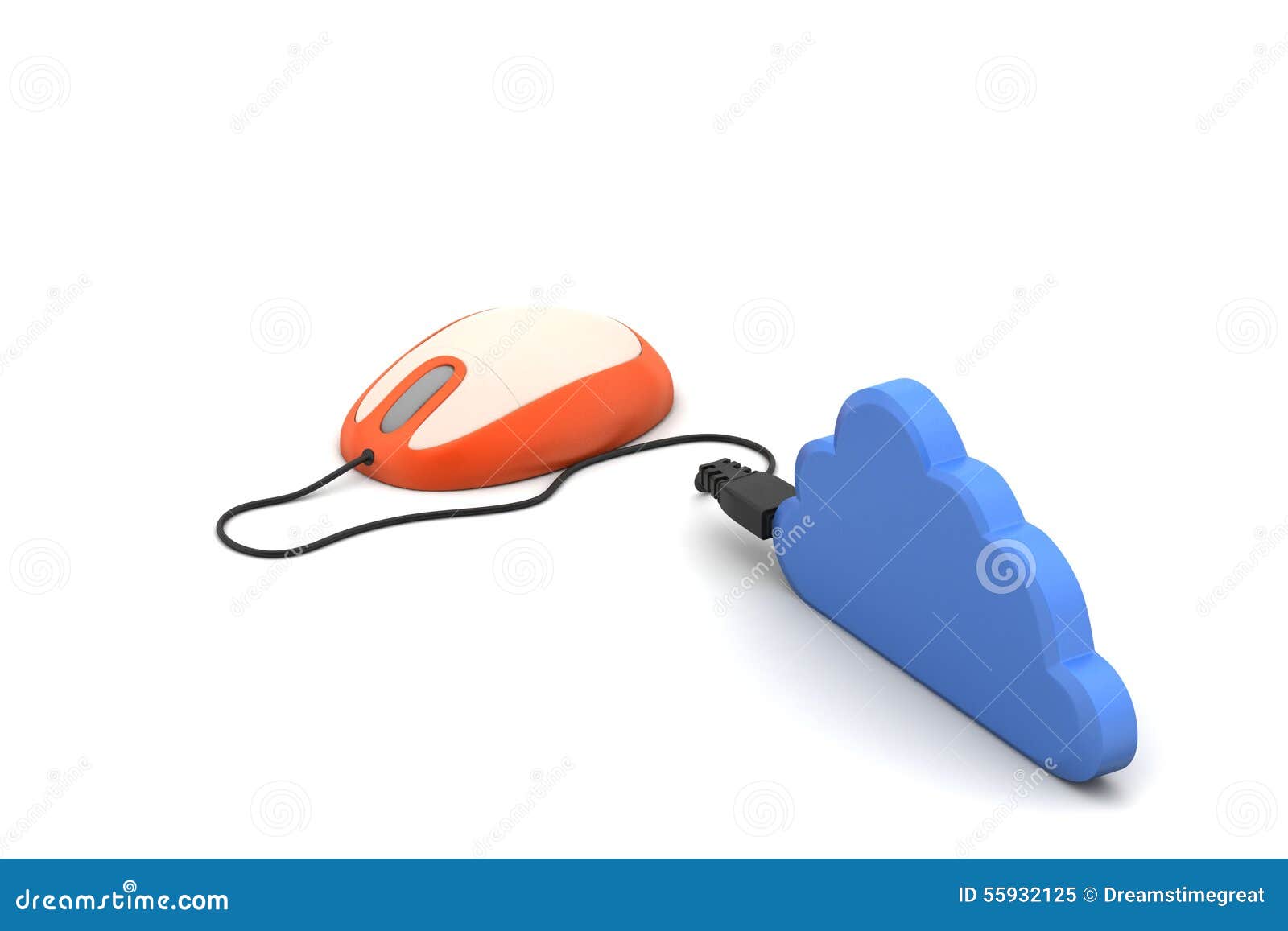 Cloud Connecting with Mouse Stock Illustration - Illustration of online ...