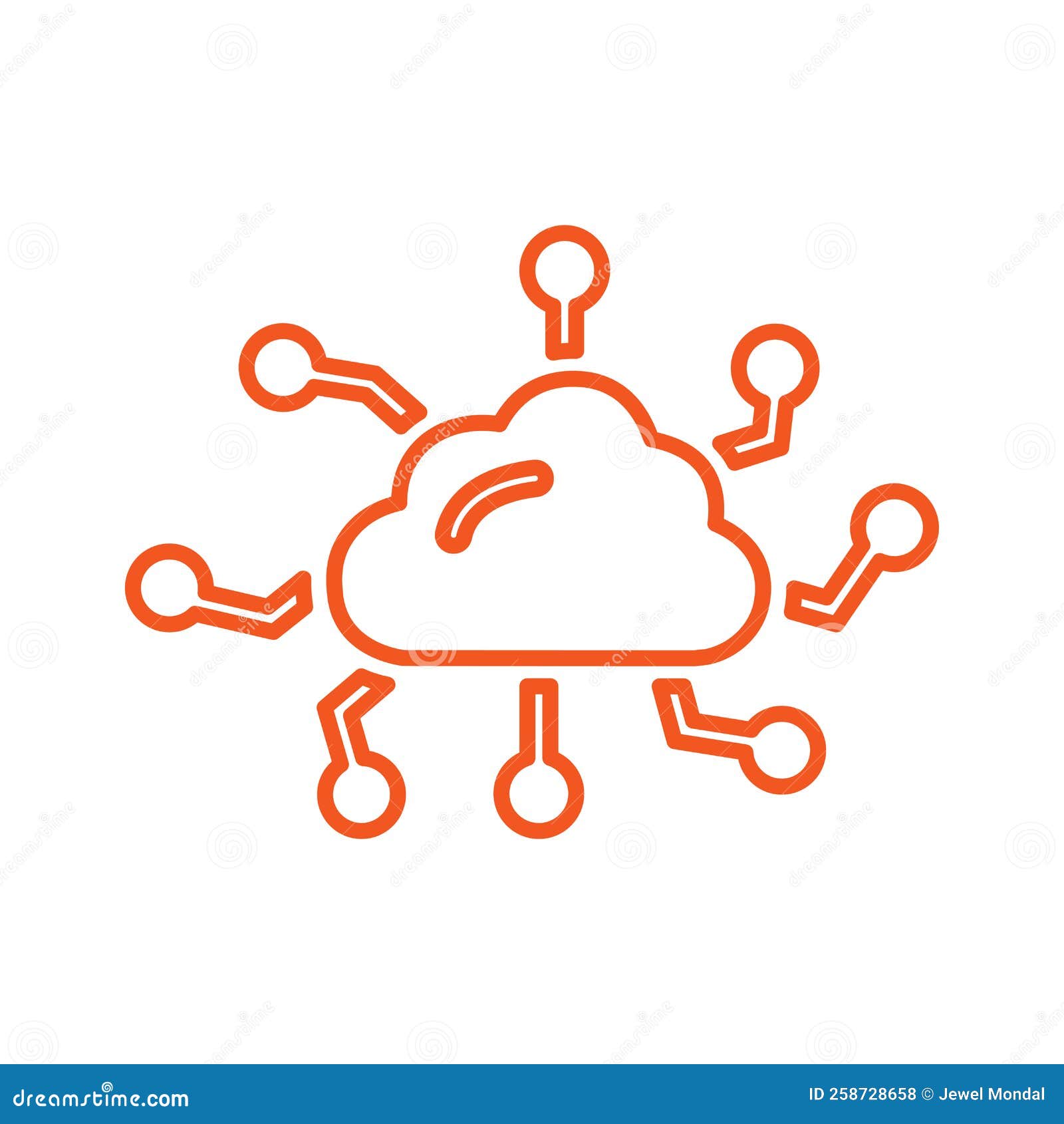 Cloud, Connection, Data Outline Icon. Line Art Sketch Stock ...