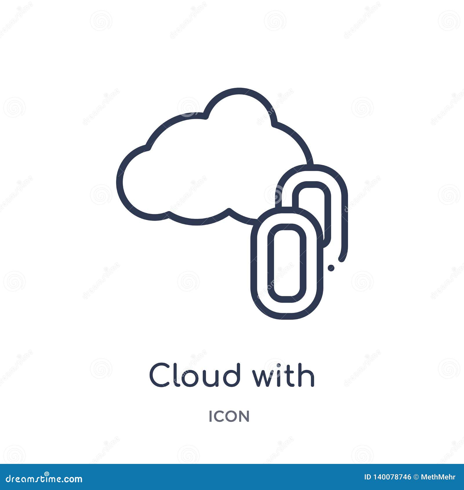 Cloud with Connection Icon from User Interface Outline Collection. Thin ...