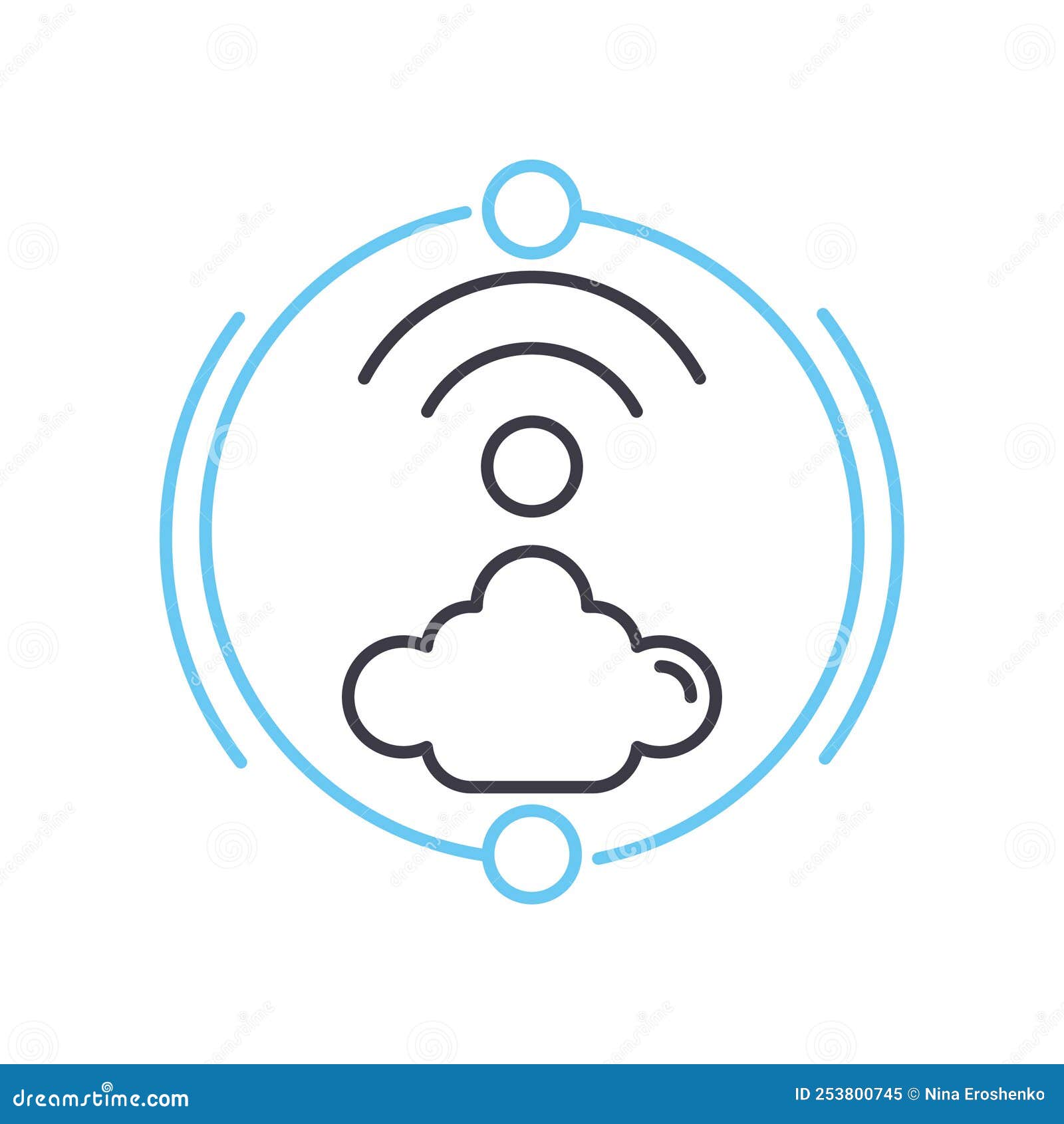 Cloud Connection Line Icon, Outline Symbol, Vector Illustration ...