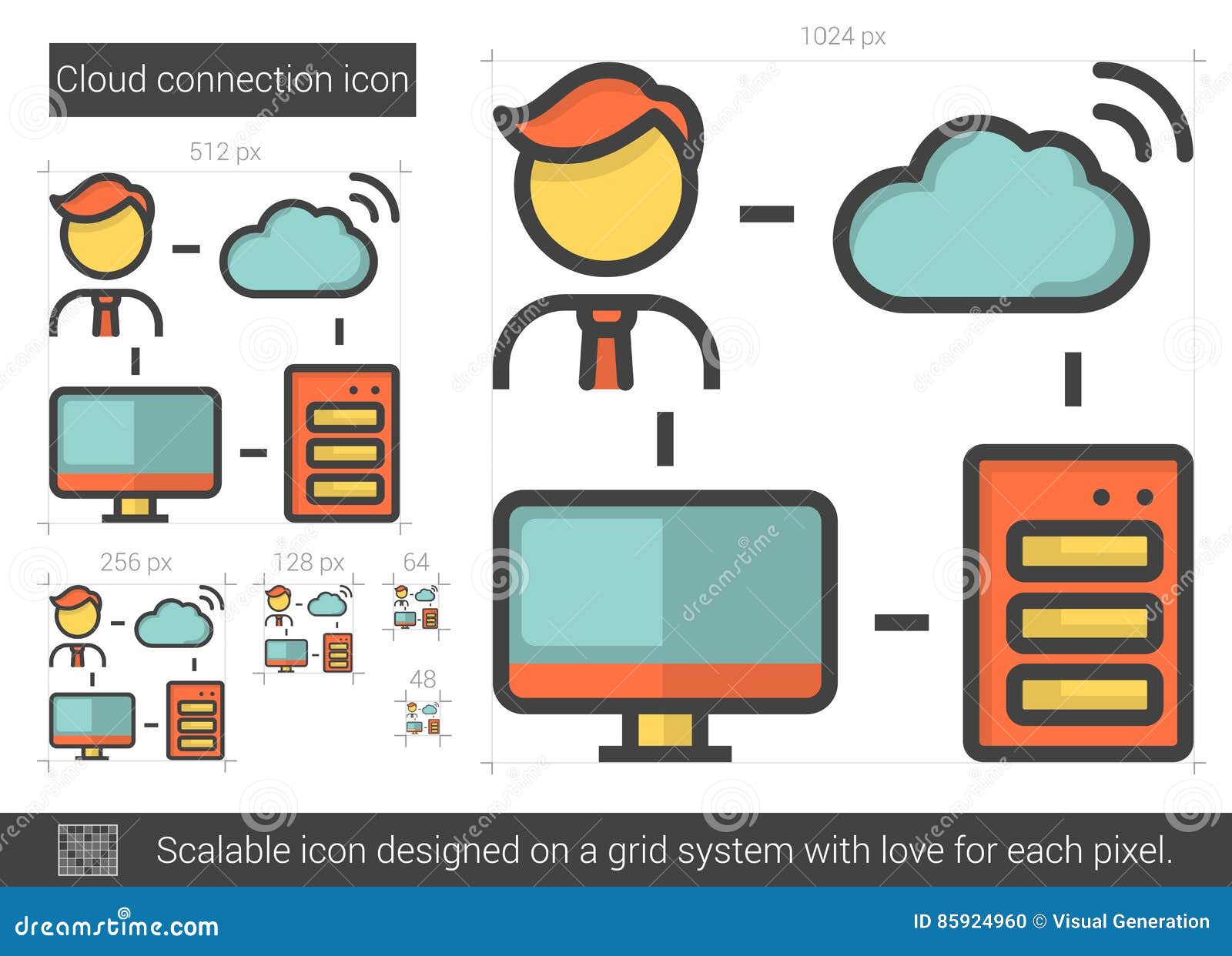 Cloud Connection Line Icon. Stock Vector - Illustration of internet ...