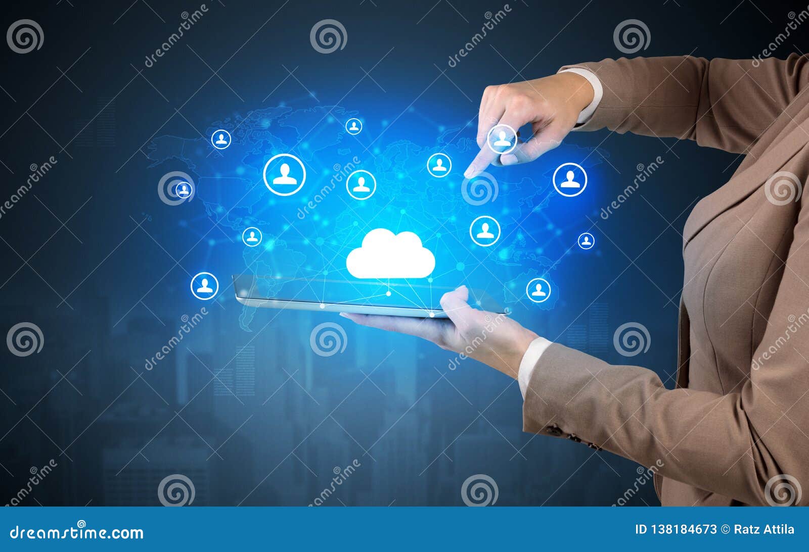 Cloud and Connectivity Concept on a Tablet Stock Image - Image of ...
