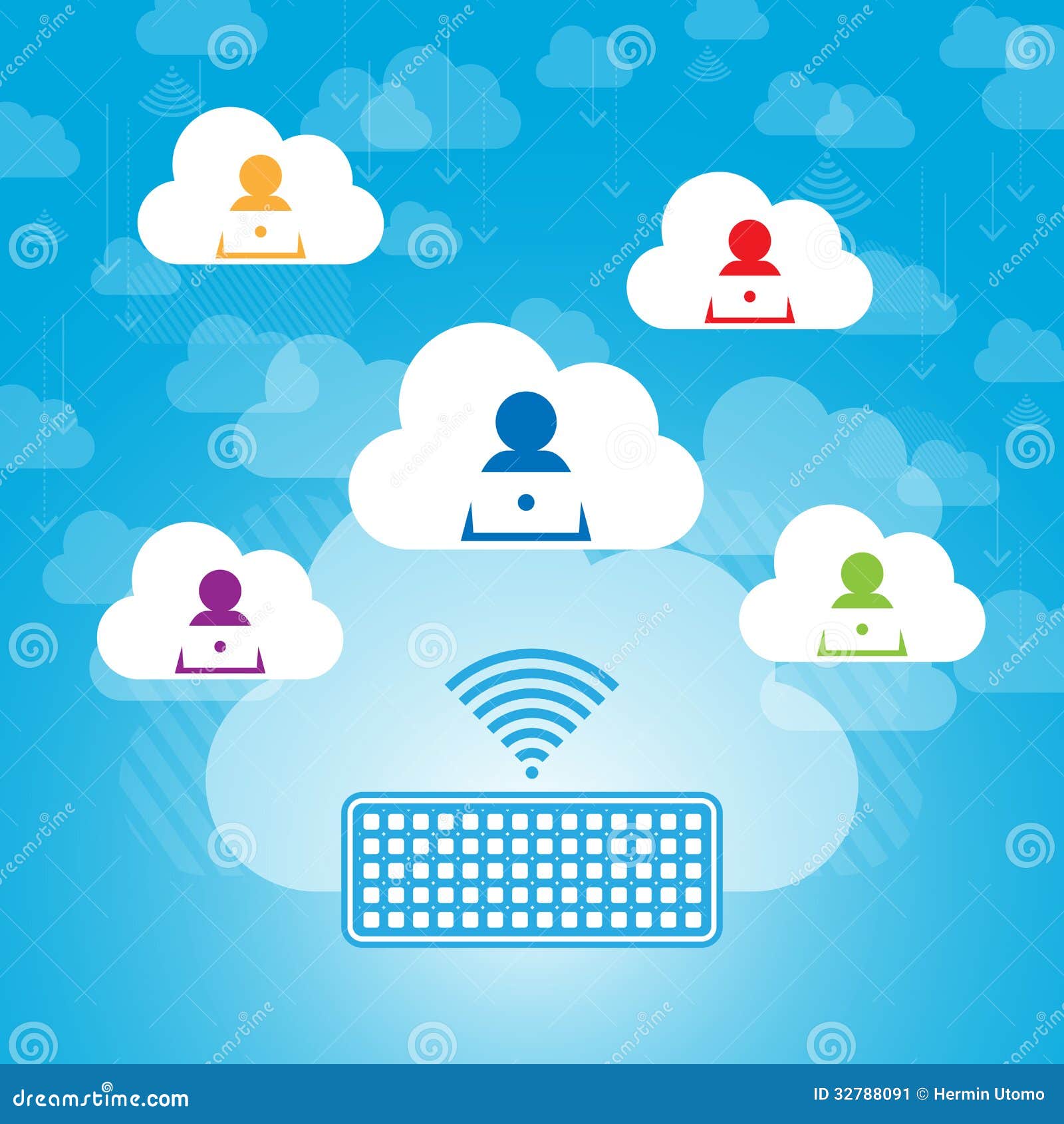 Cloud Contacts Sharing stock vector. Illustration of device - 32788091