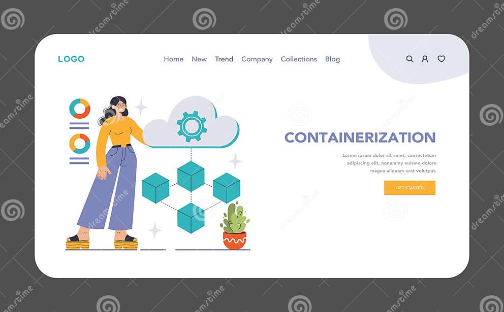 Cloud Containerization Concept. Flat Vector Stock Vector - Illustration ...
