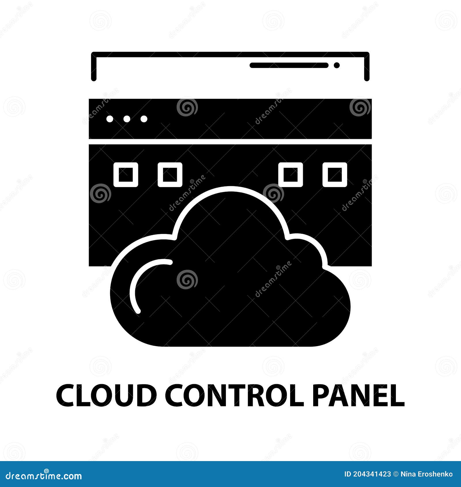 Cloud Control Panel Icon, Black Vector Sign with Editable Strokes ...