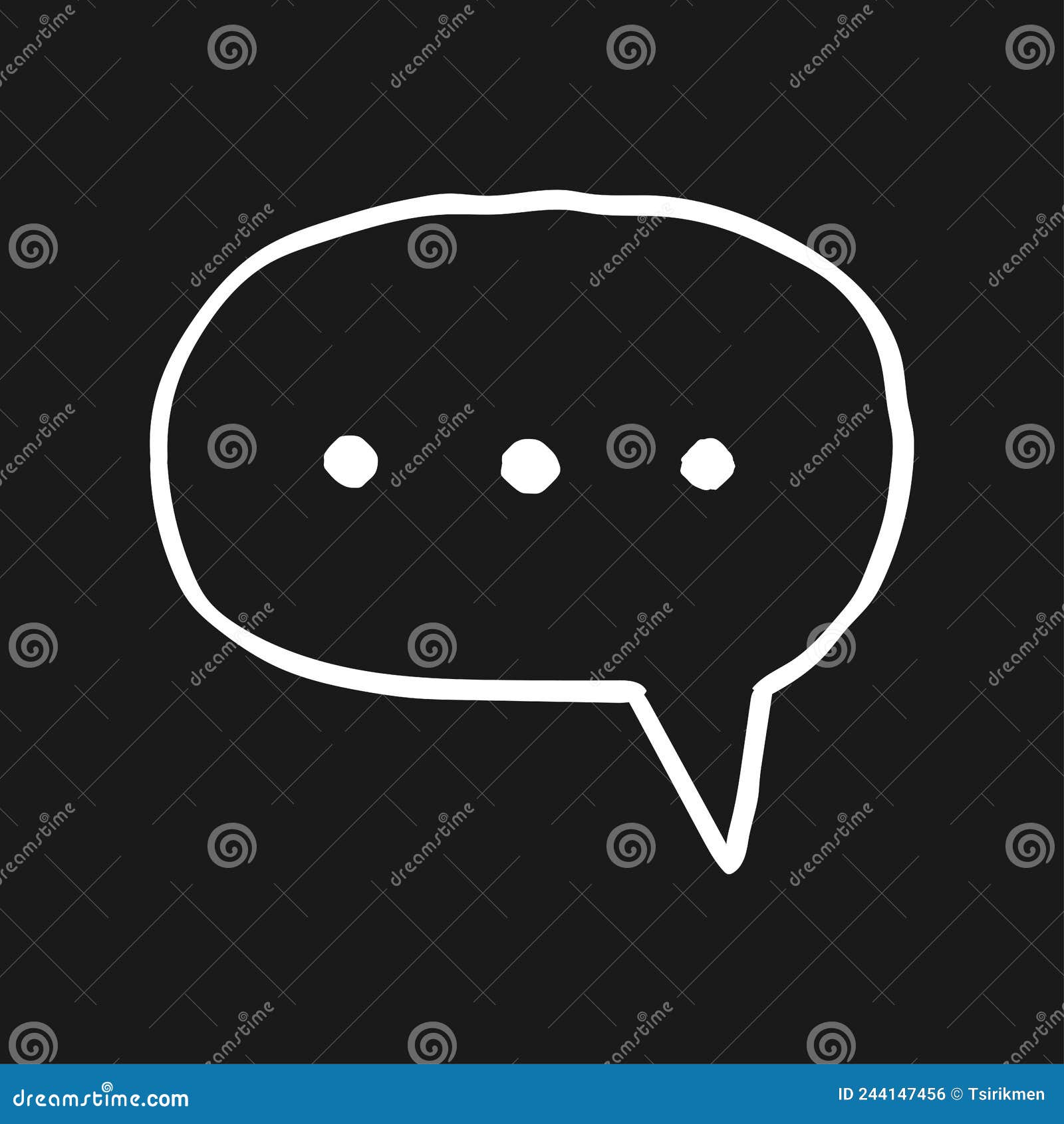 Cloud Conversation Bubble Icon. White Black Sketch Stock Vector ...
