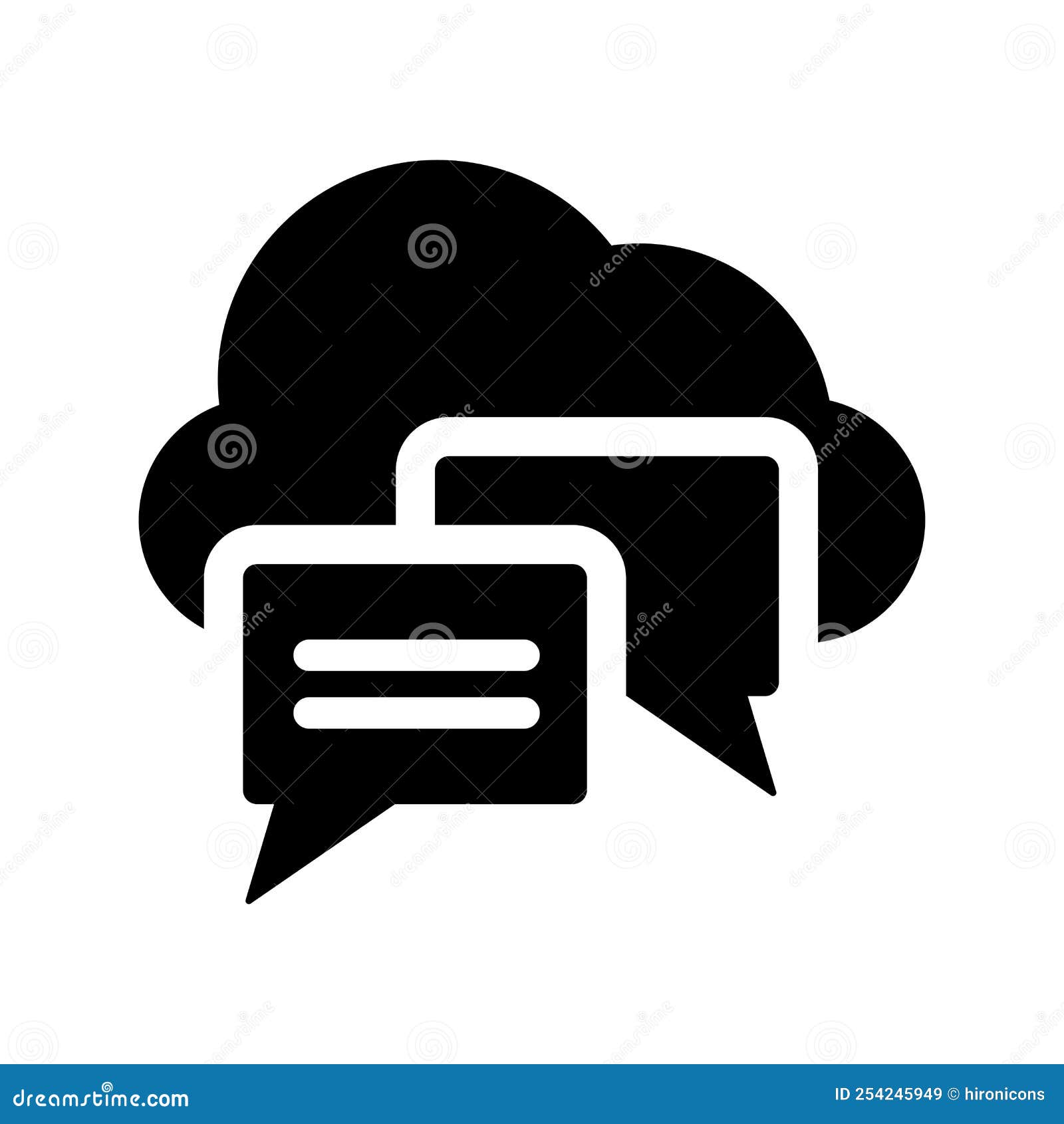 Cloud, Conversion Icon. Black Vector Graphics Stock Vector - Illustration of comment, icon ...