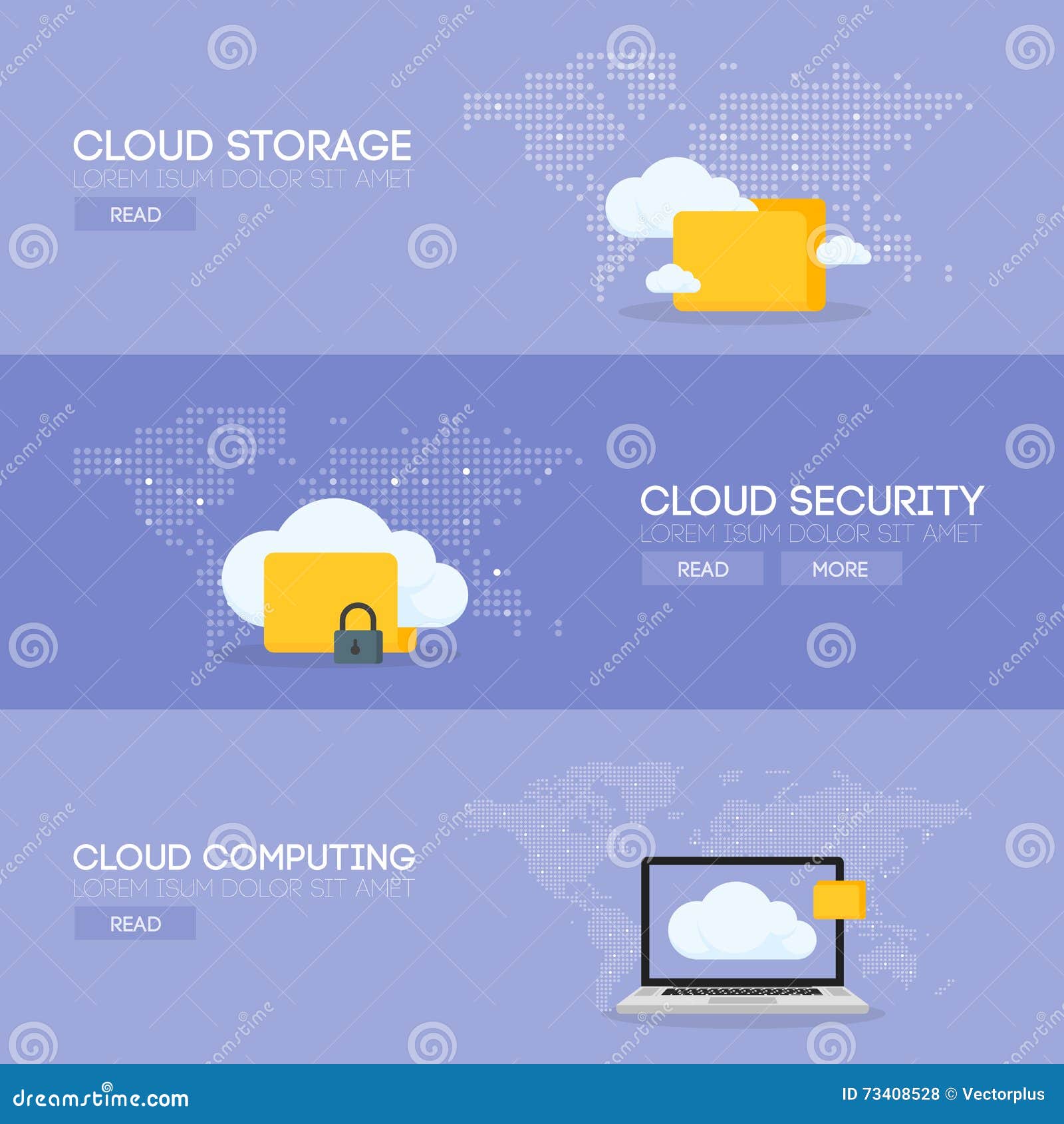 Cloud Coputing Storage Service and Security Banner Concept. Vector ...