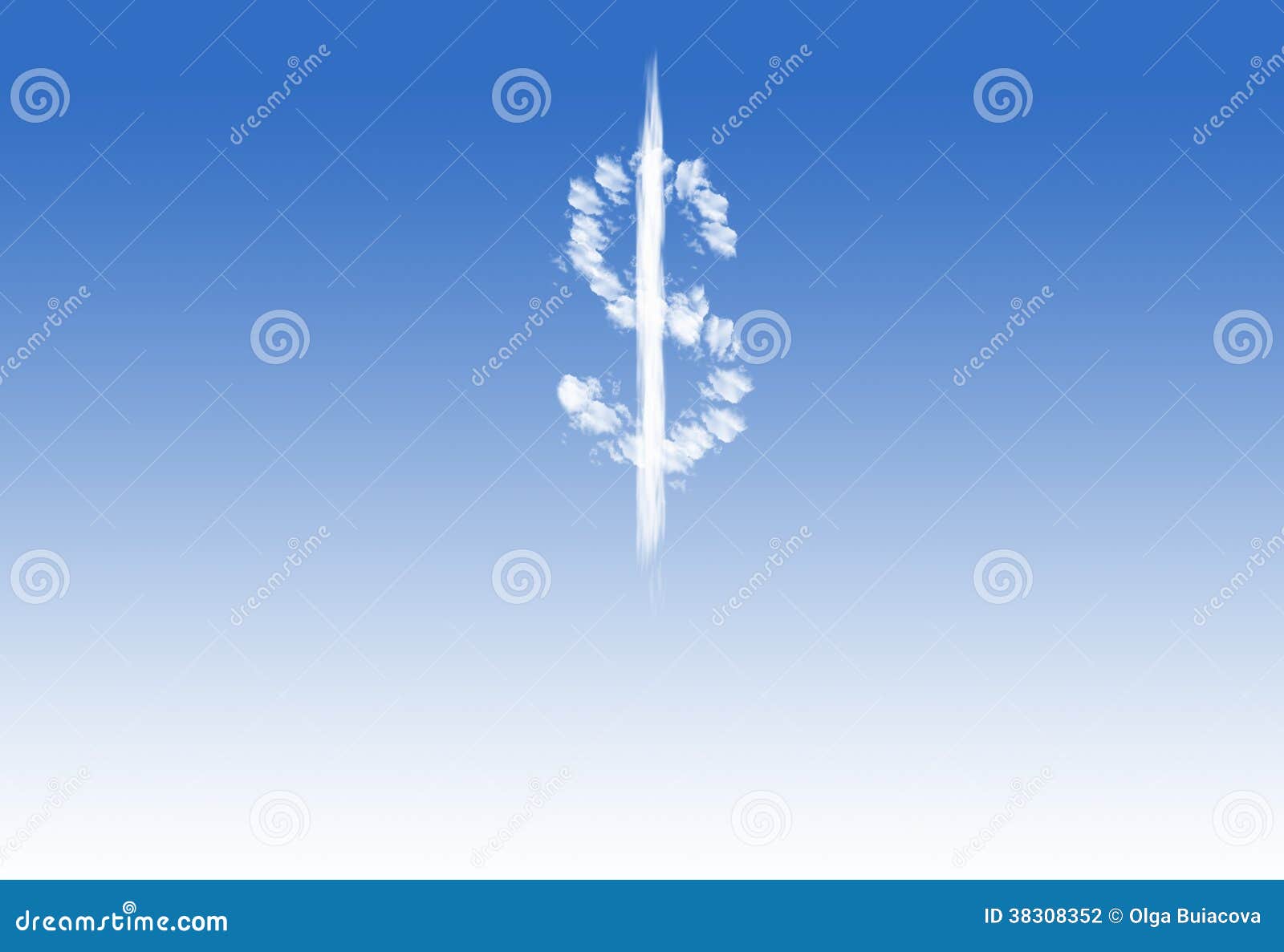 Cloud $ Currency Symbol Shape Over Blue Sky Stock Illustration ...