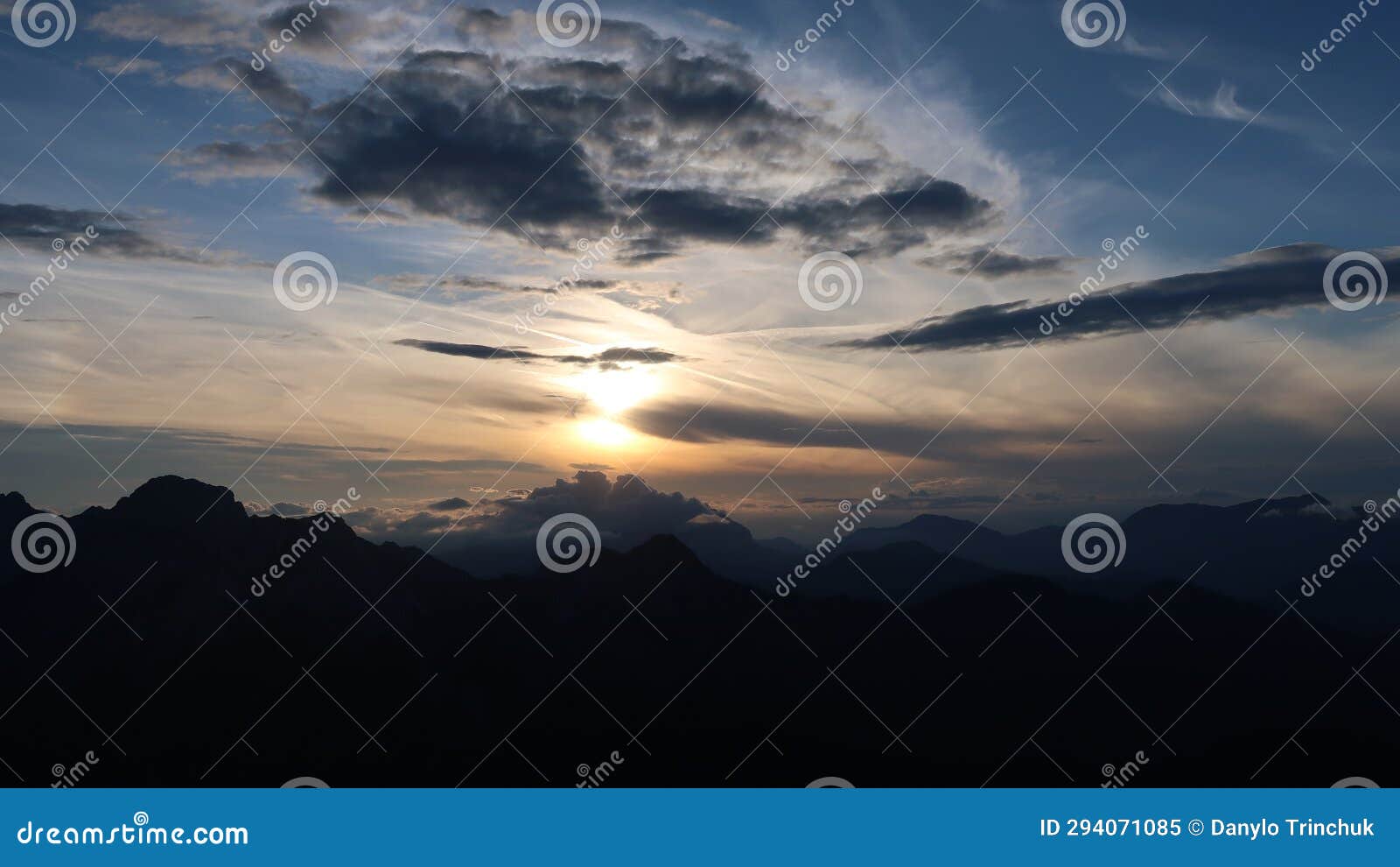 Cloud Cutting the Sun in Two at the Sunset Stock Image - Image of dusk ...
