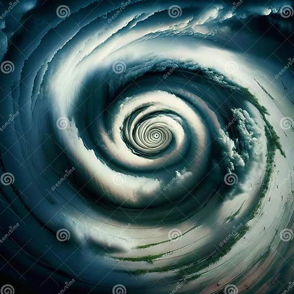 Cloud cyclone, top view. stock illustration. Illustration of clouds ...